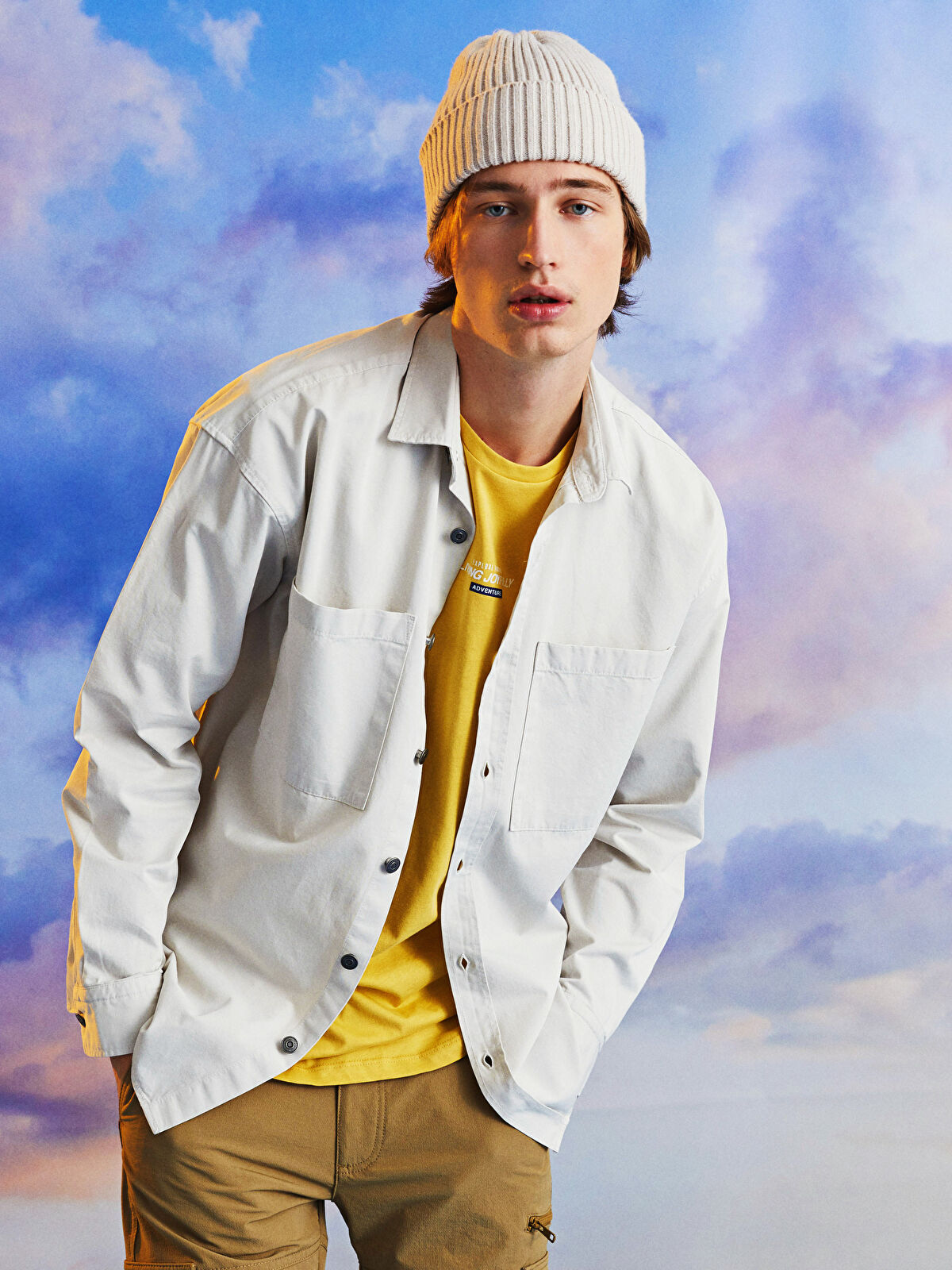 LCW CASUAL Regular Fit Uzun Kollu Gabardin Erkek Gömlek Ceket