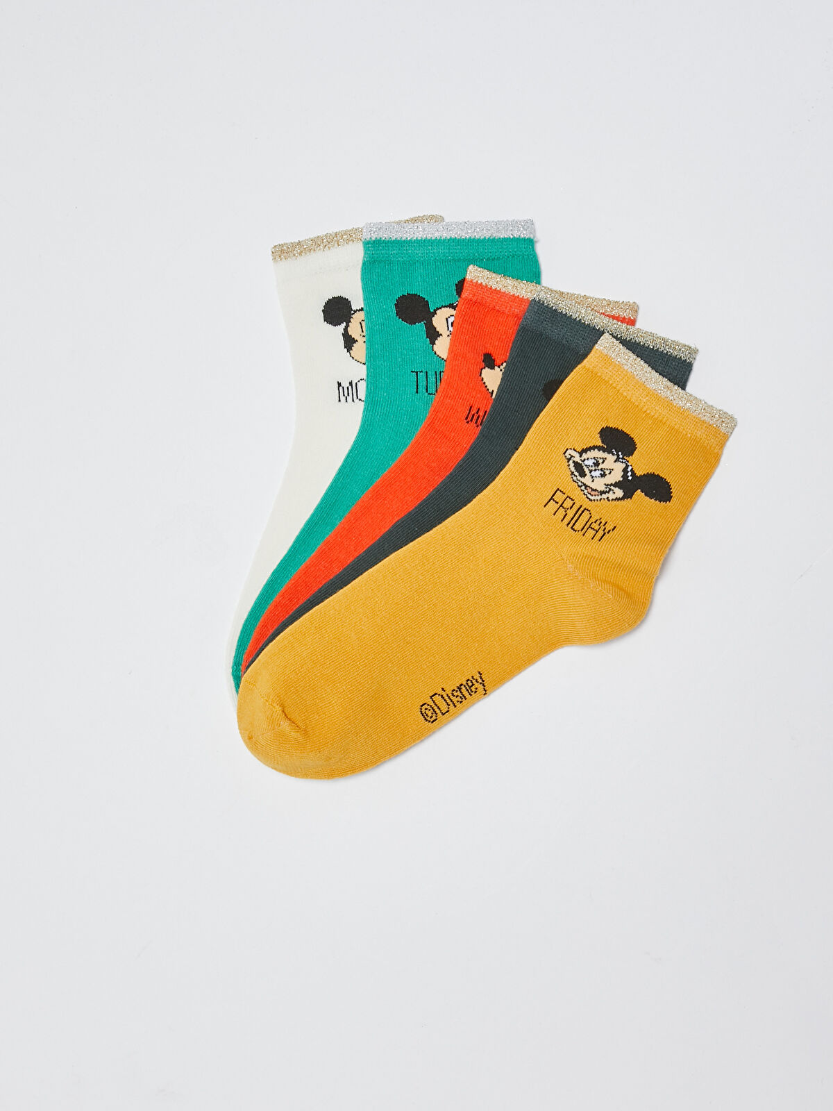 LCW DREAM Mickey Mouse Baskılı Pamuklu Kadın Soket Çorap 5'li