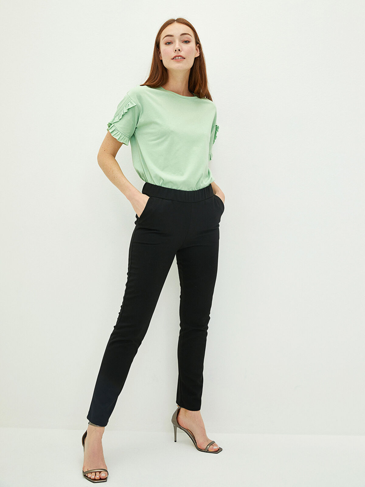 LCW BASIC Beli Lastikli Desenli Cep Detaylı Kadın Eşofman Altı