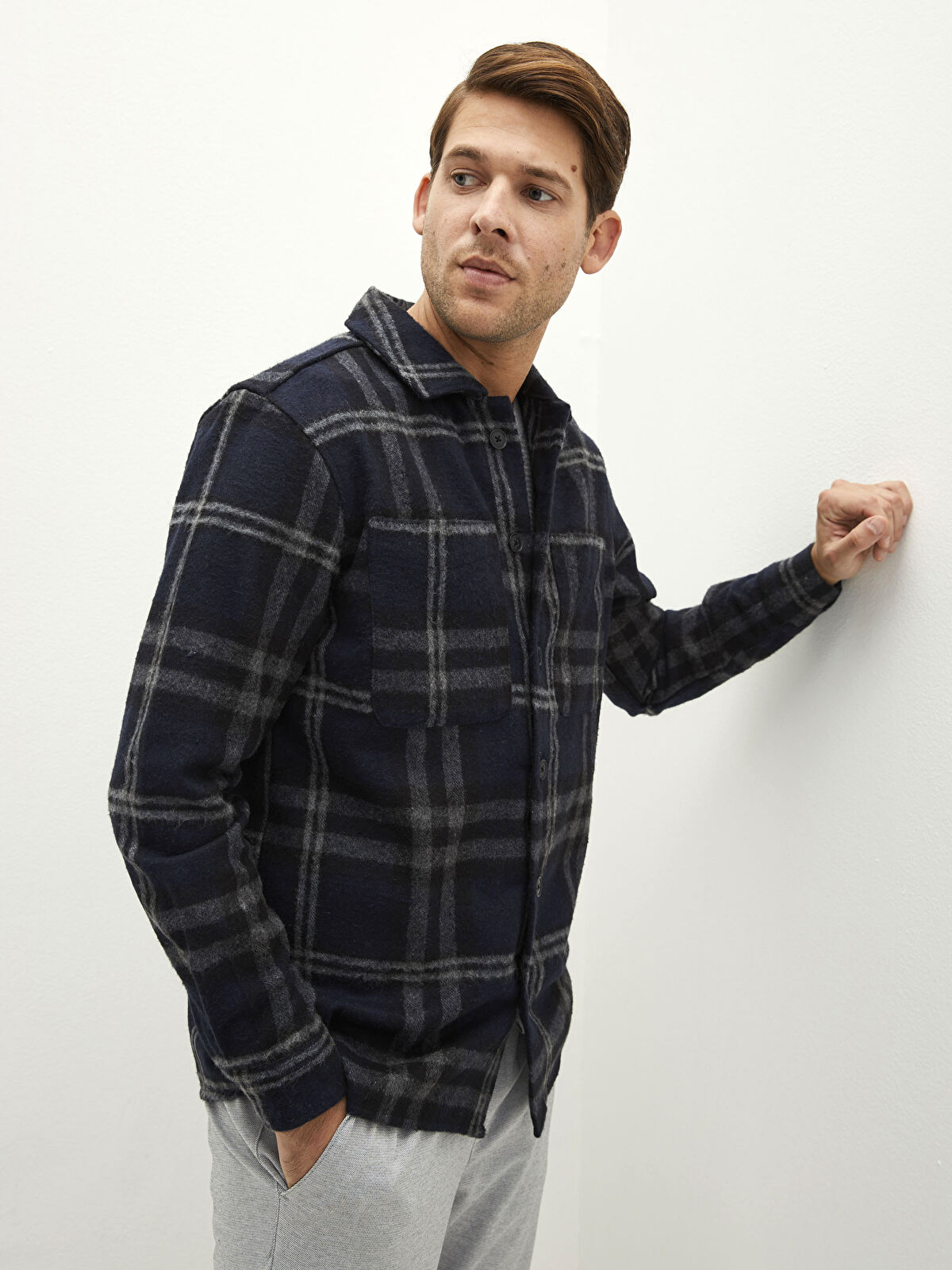 LCW VISION Rahat Kalıp Uzun Kollu Ekose Erkek Gömlek Ceket