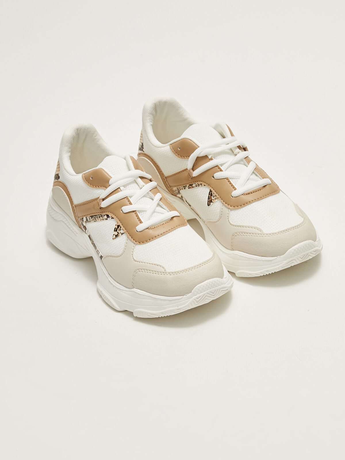 File Detaylı Bağcıklı Kalın Taban Kadın Spor Ayakkabı