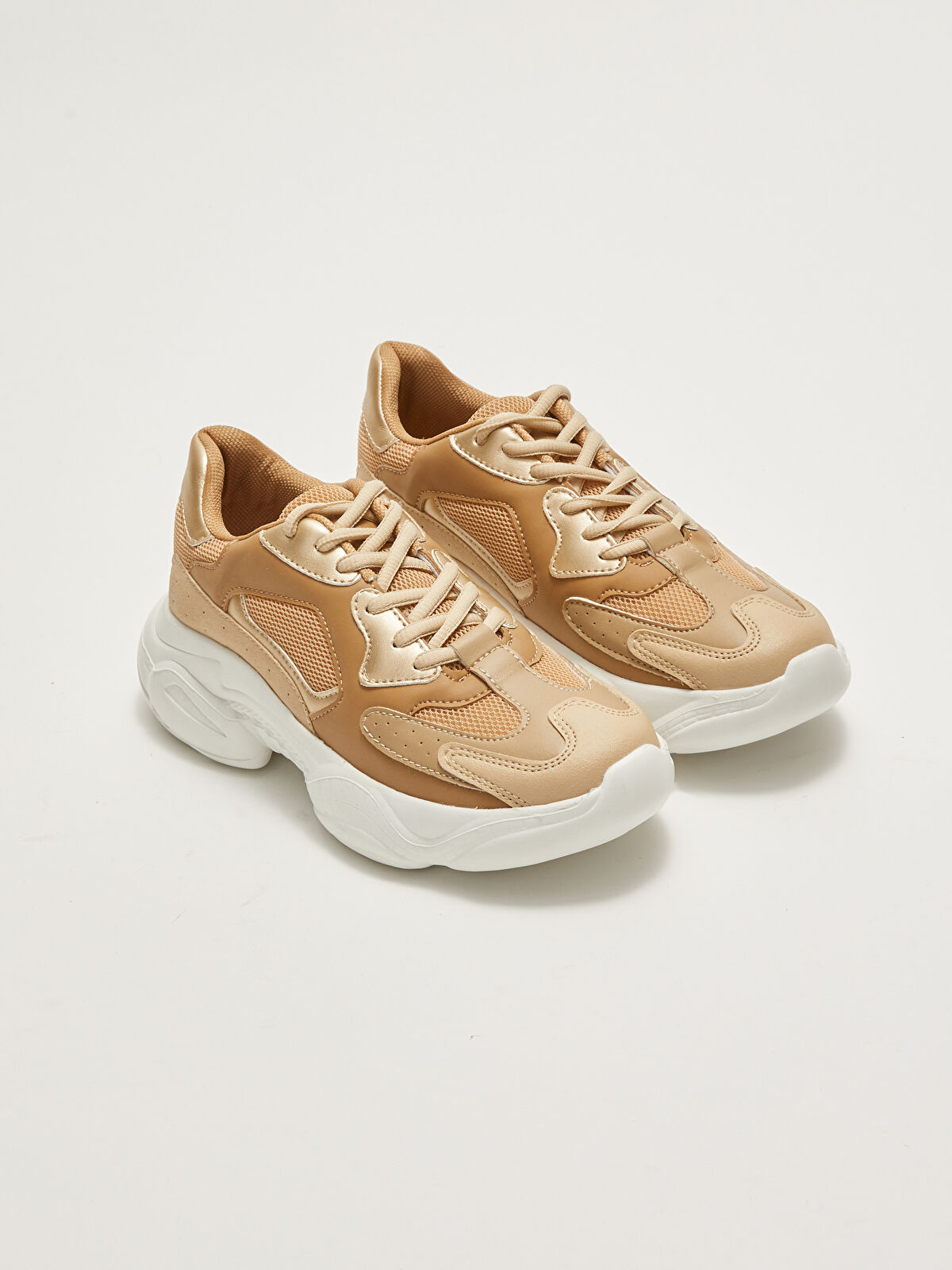 File Detaylı Bağcıklı Kalın Taban Kadın Spor Ayakkabı