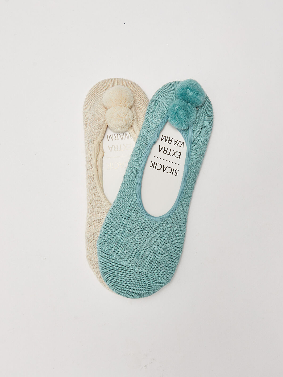 LCW DREAM Düz Ponpon Detaylı Kadın Babet Çorap 2'li Paket