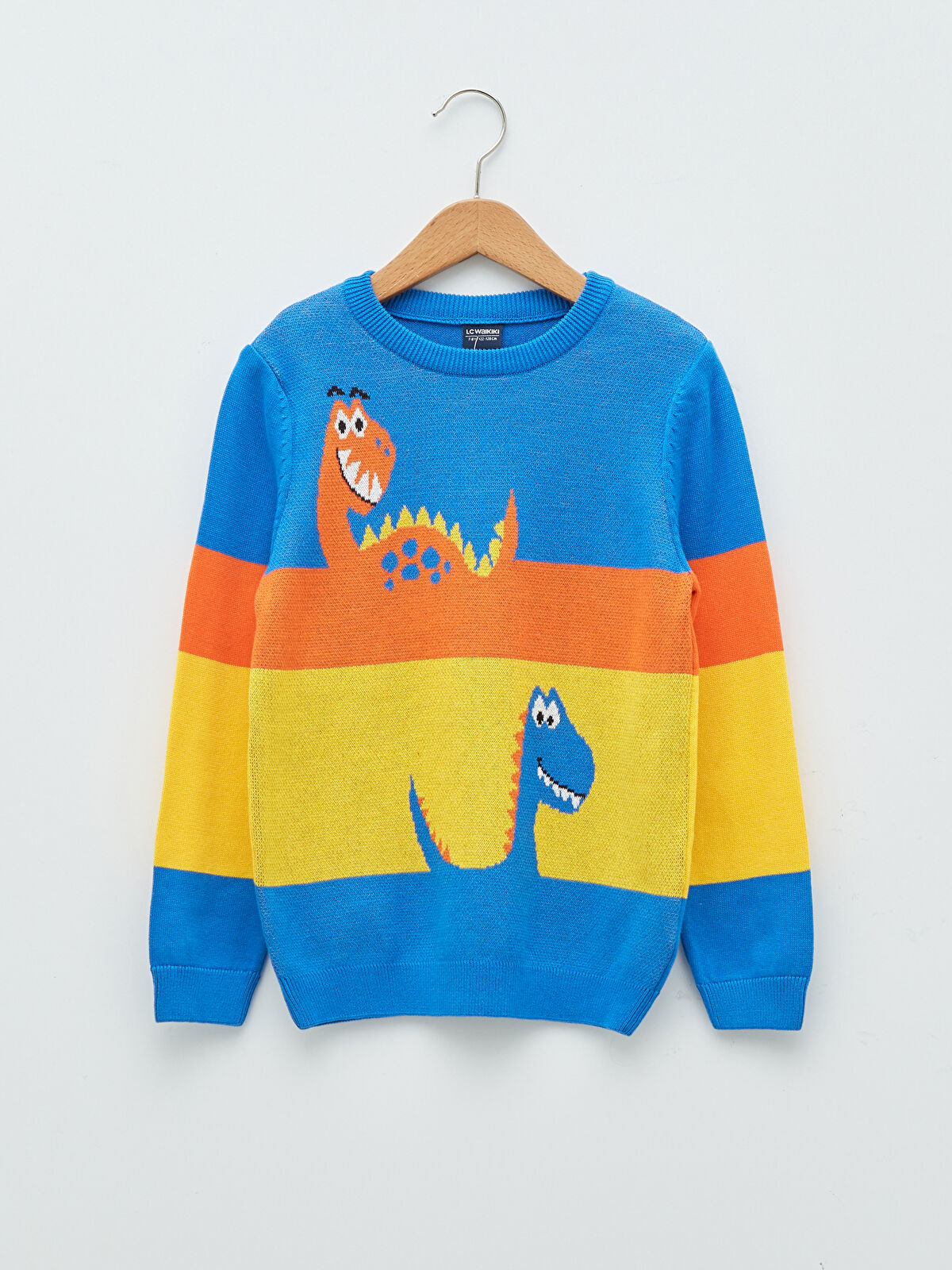 Bisiklet Yaka Desenli Uzun Kollu Erkek Çocuk İnce Triko Kazak