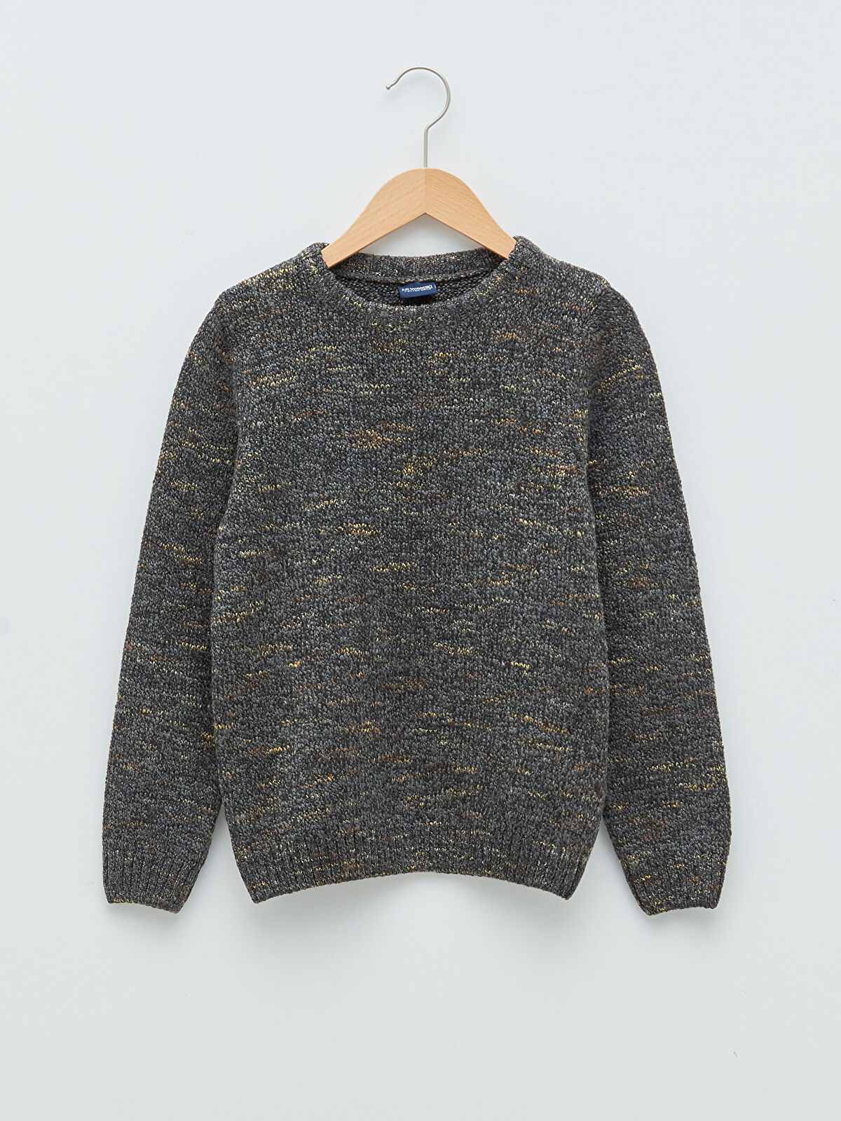 Bisiklet Yaka Kendinden Desenli Uzun Kollu Erkek Çocuk İnce Triko Kazak