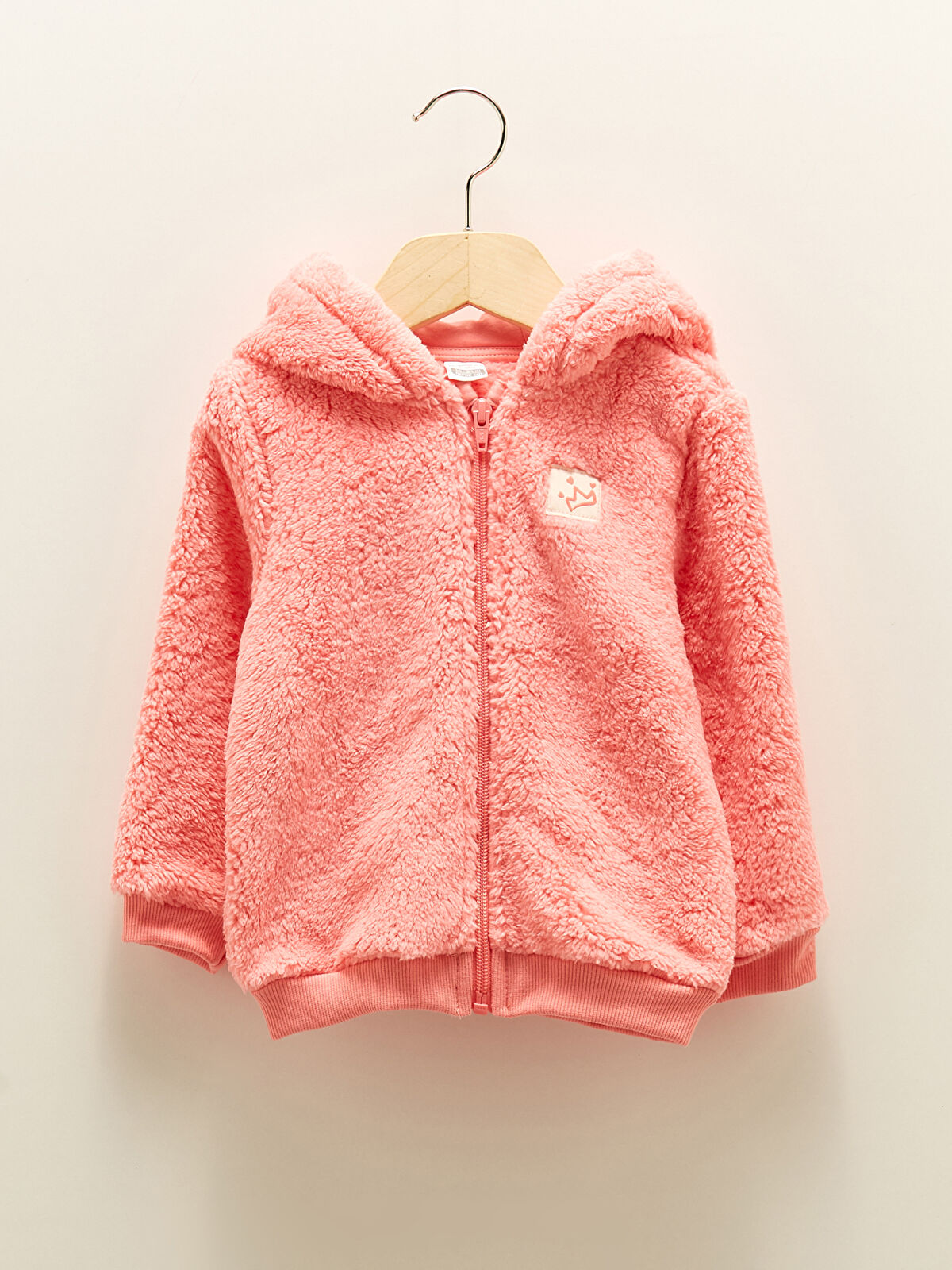 Kapüşonlu Uzun Kollu Polar Kız Bebek Fermuarlı Sweatshirt