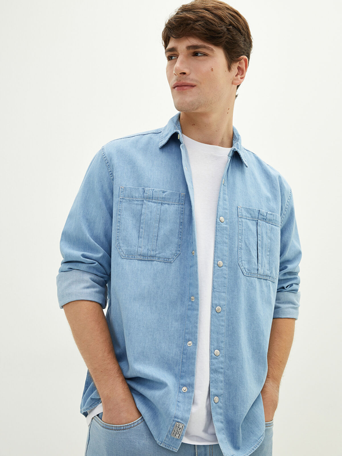 Regular Fit Uzun Kollu Erkek Jean Gömlek