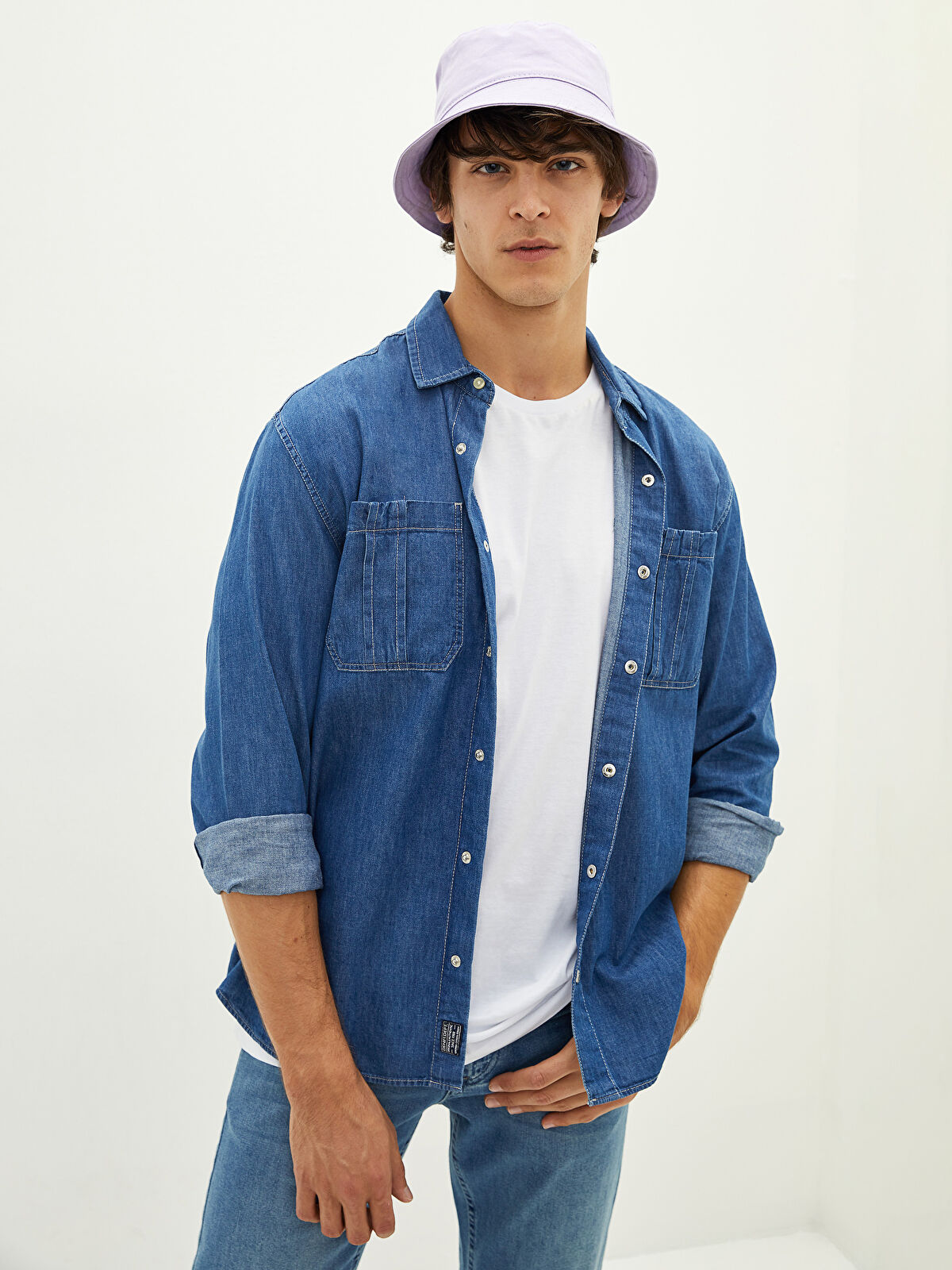 Regular Fit Uzun Kollu Jean Gömlek