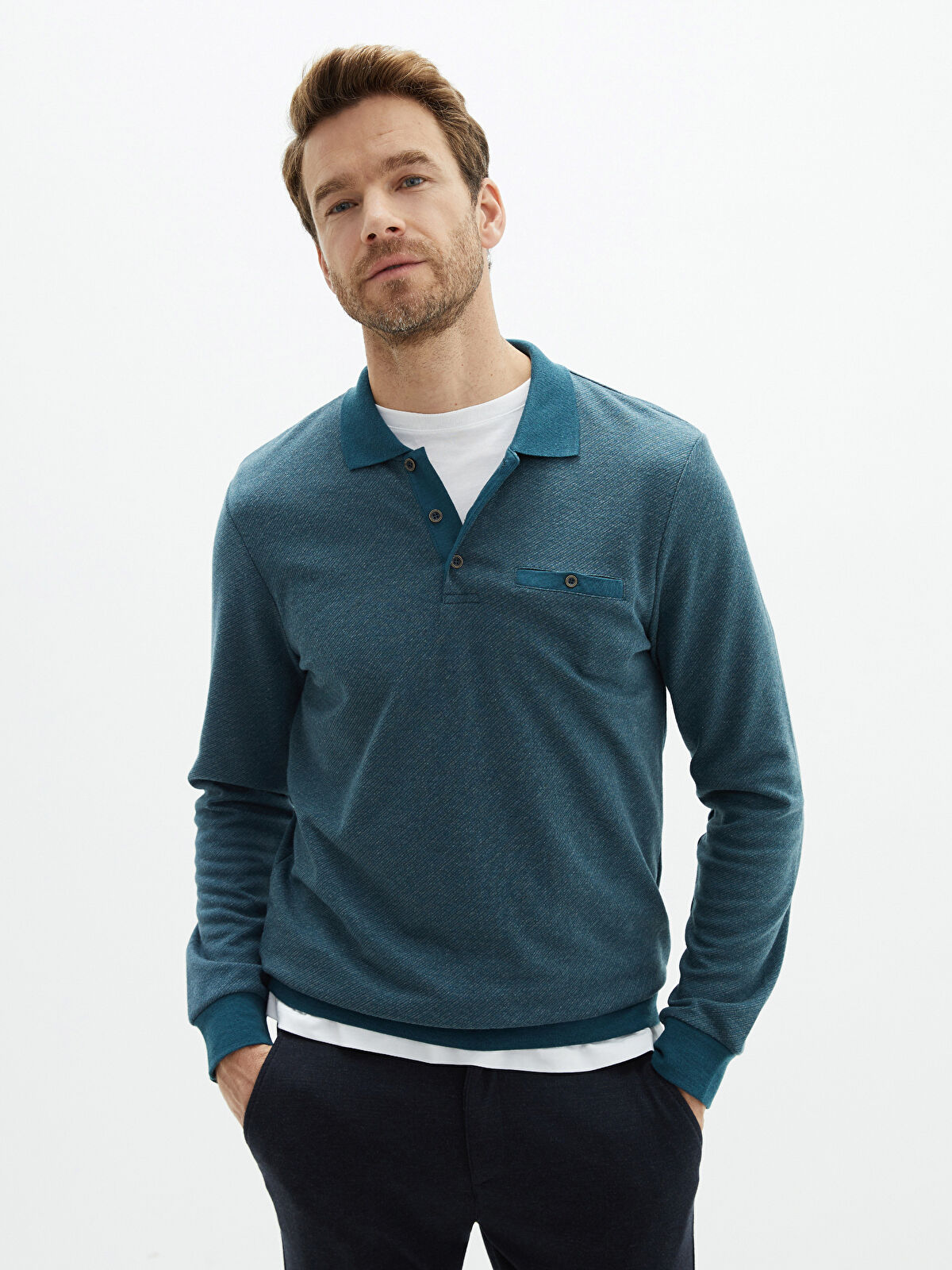 LCW CLASSIC Polo Yaka Uzun Kollu Erkek Sweatshirt