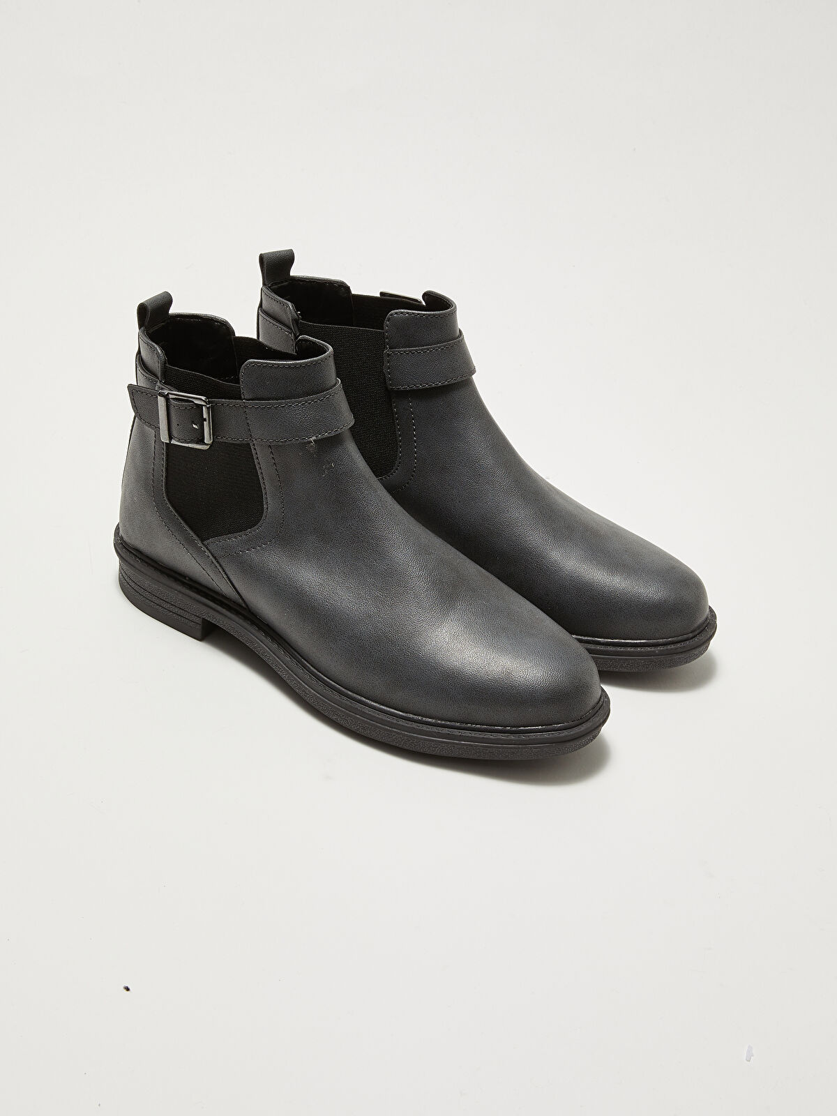 Deri Görünümlü Yanları Lastikli Erkek Bot