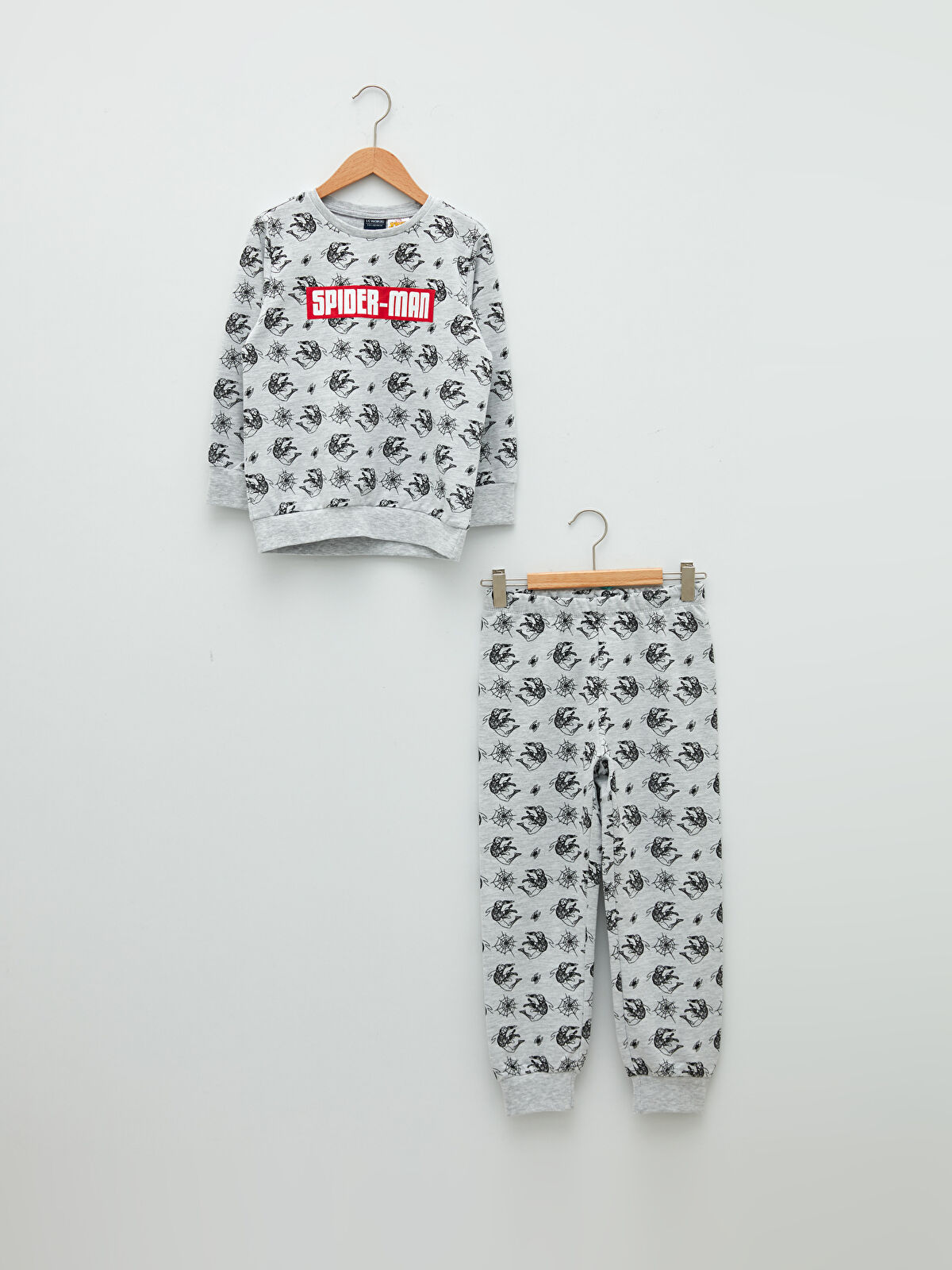 Bisiklet Yaka Spiderman Baskılı Uzun Kollu Erkek Çocuk Pijama Takımı