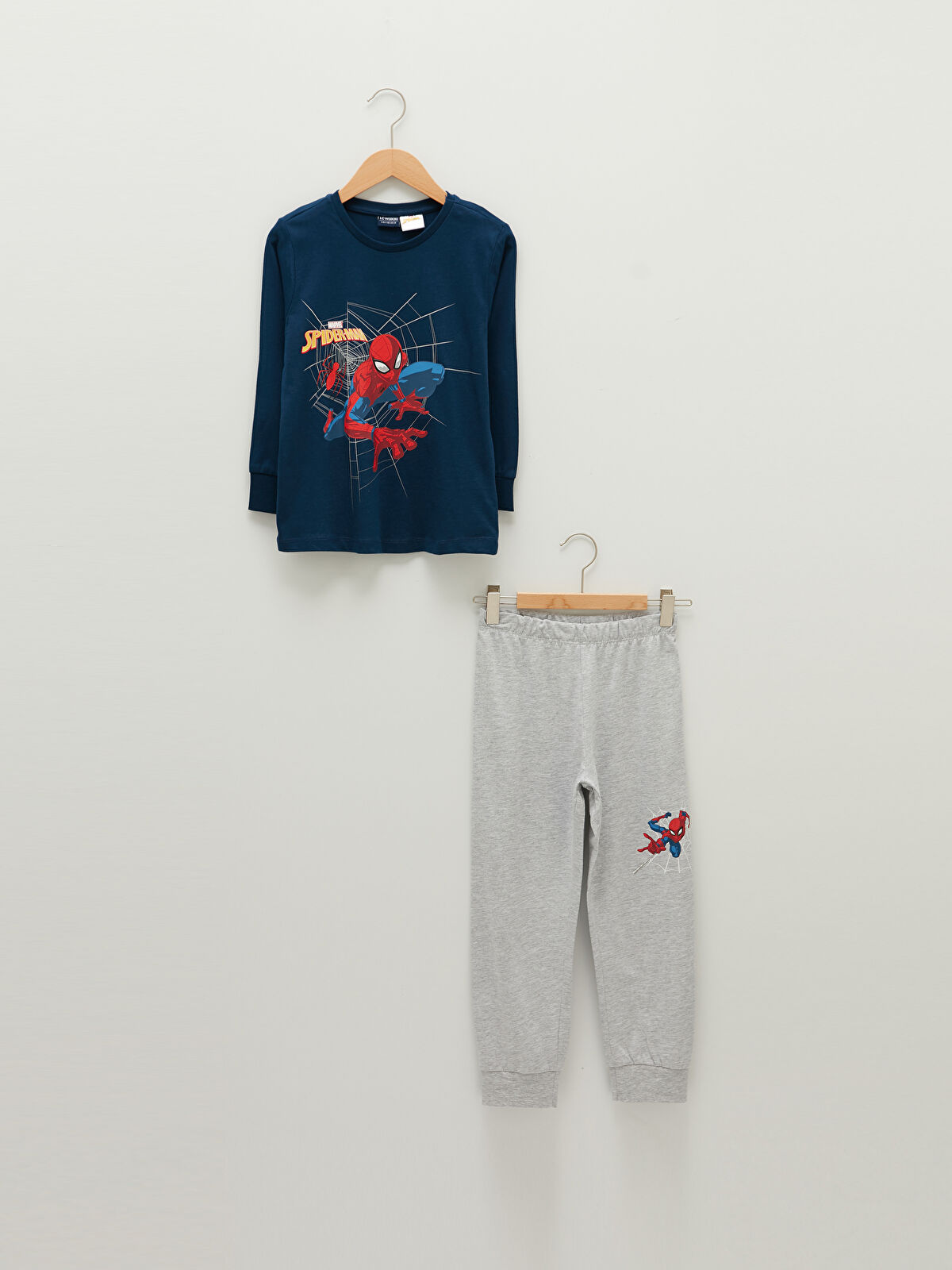 Bisiklet Yaka Spiderman Baskılı Uzun Kollu Erkek Çocuk Pijama Takımı