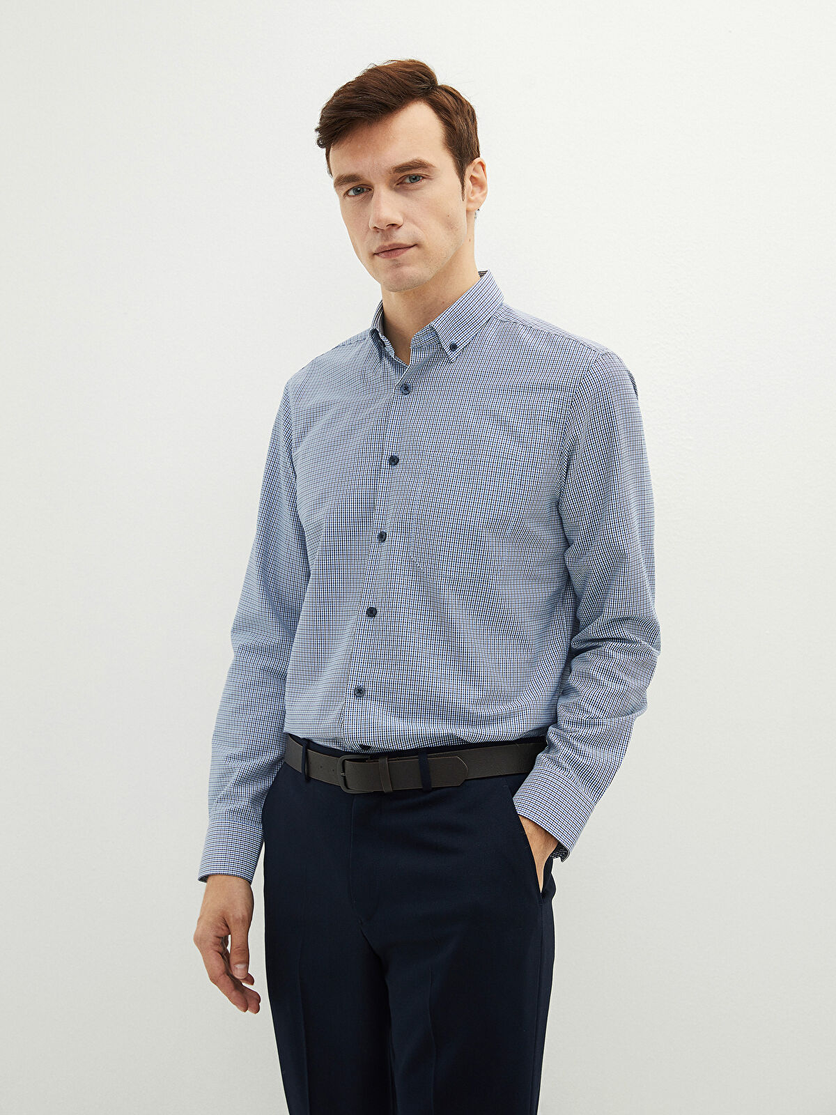 LCW FORMAL Regular Fit Uzun Kollu Ekose Poplin Erkek Gömlek