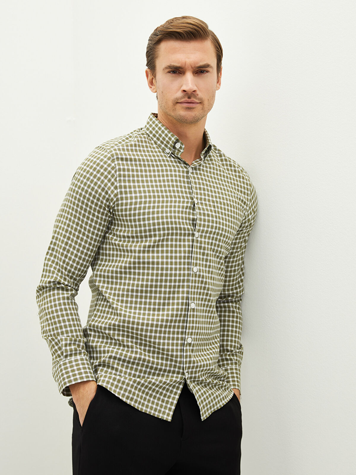 LCW FORMAL Slim Fit Uzun Kollu Ekose Erkek Gömlek