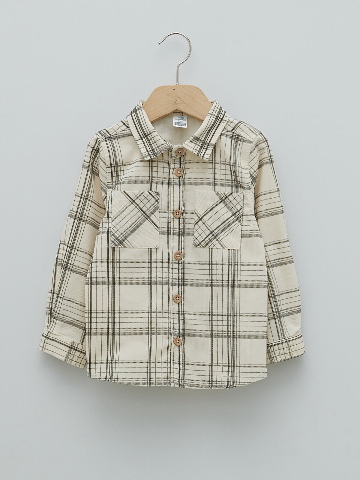 Uzun Kollu Ekose Desenli Kadife Erkek Bebek Gömlek