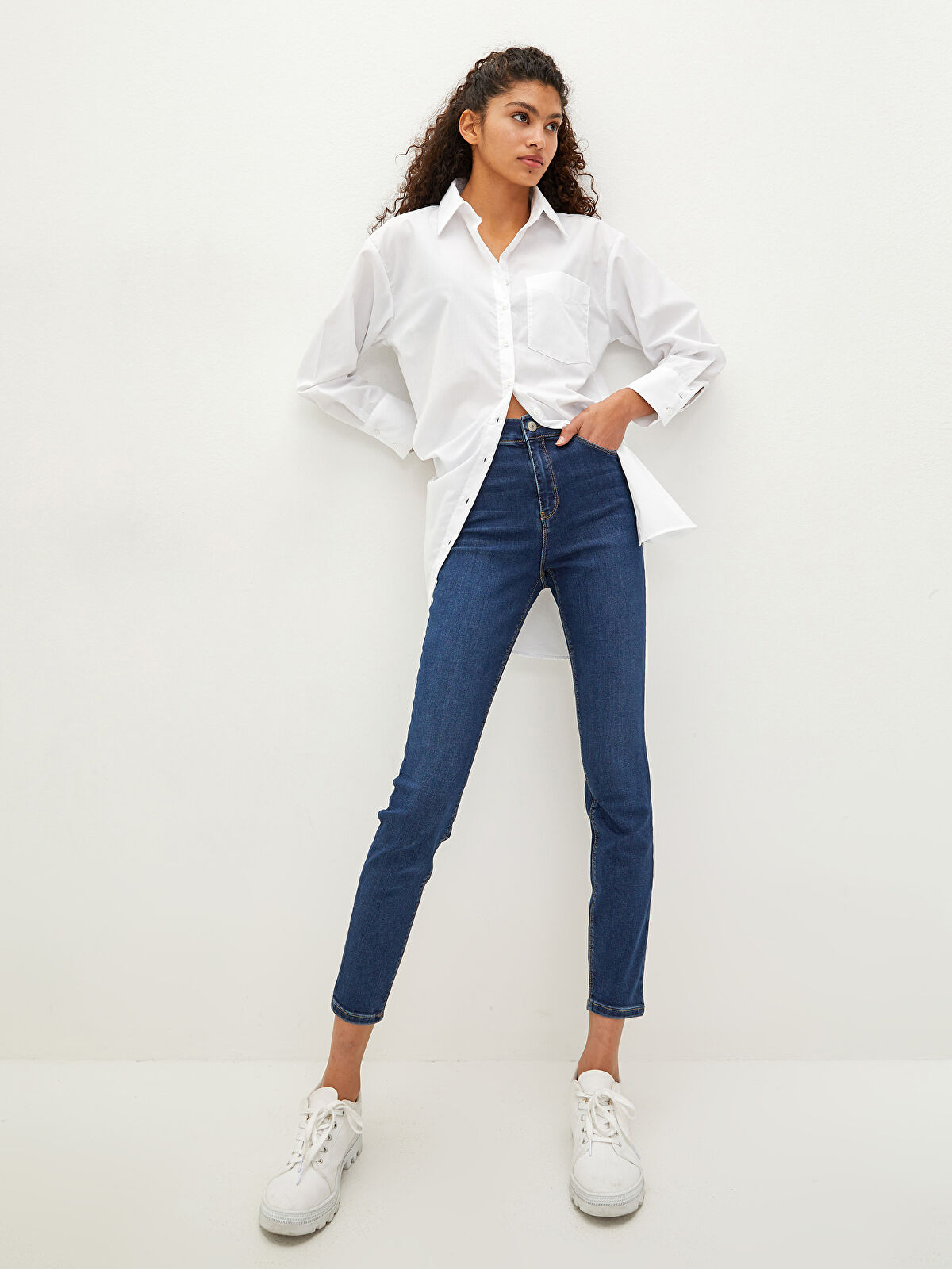 Yüksek Bel Süper Skinny Fit Cep Detaylı Kadın Rodeo Jean Pantolon