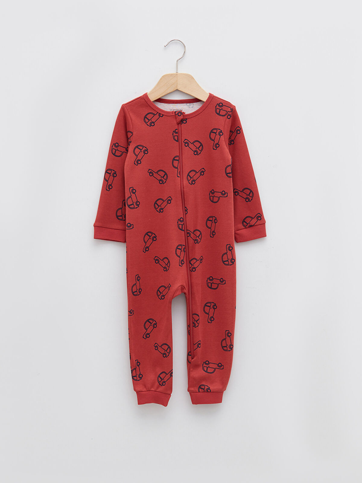 Bisiklet Yaka Uzun Kol Baskılı Erkek Bebek Fermuarlı Tulum