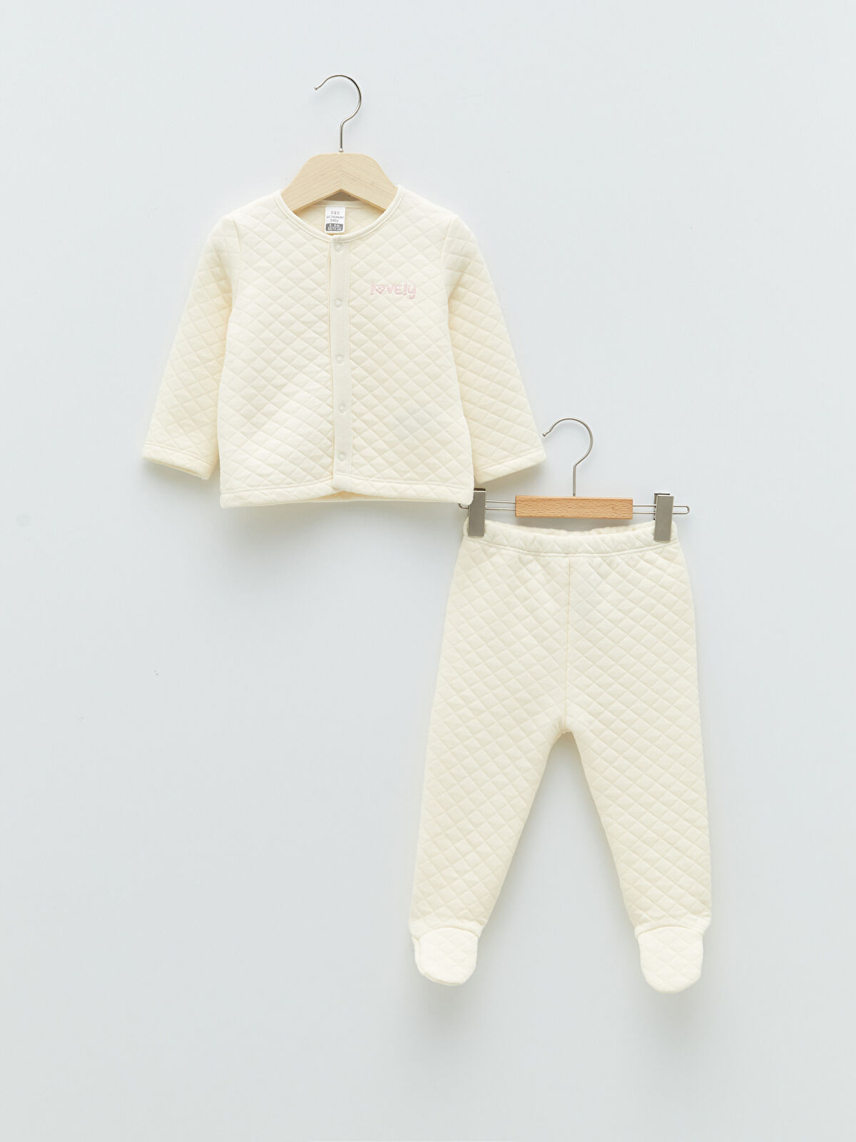 Bisiklet Yaka Uzun Kollu Kız Bebek Hırka ve Pantolon 2'li Takım