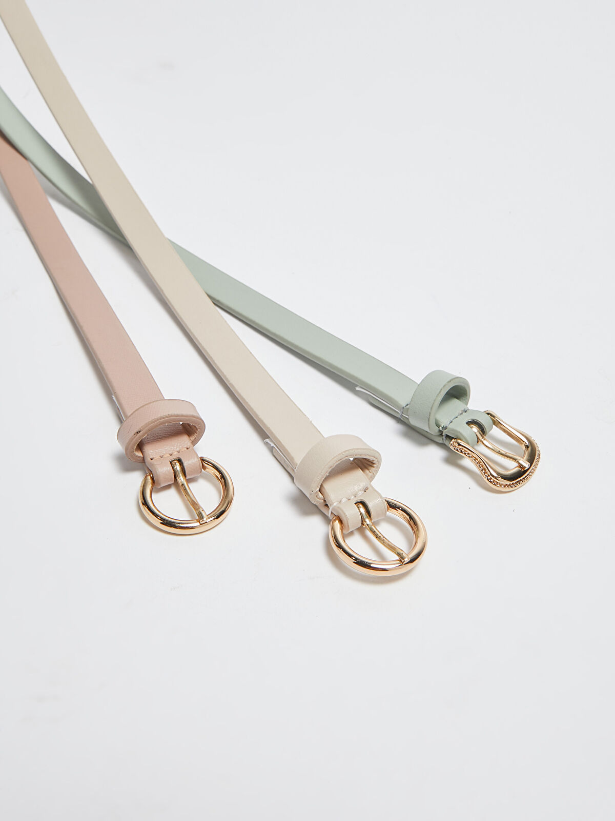 Deri Görünümlü İnce Kadın Kemer 3'Lü