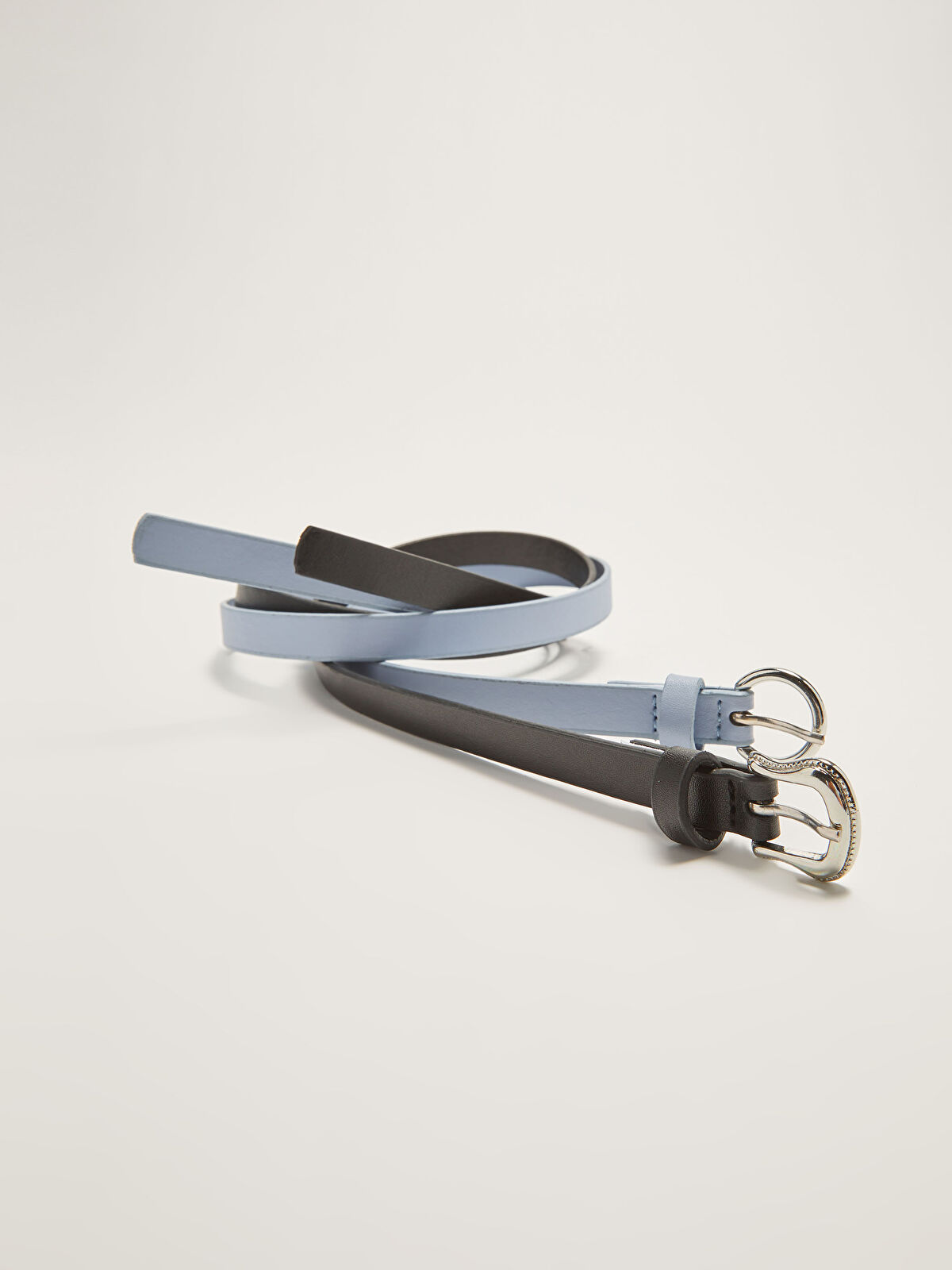 Deri Görünümlü İnce Kadın Kemer 2'li