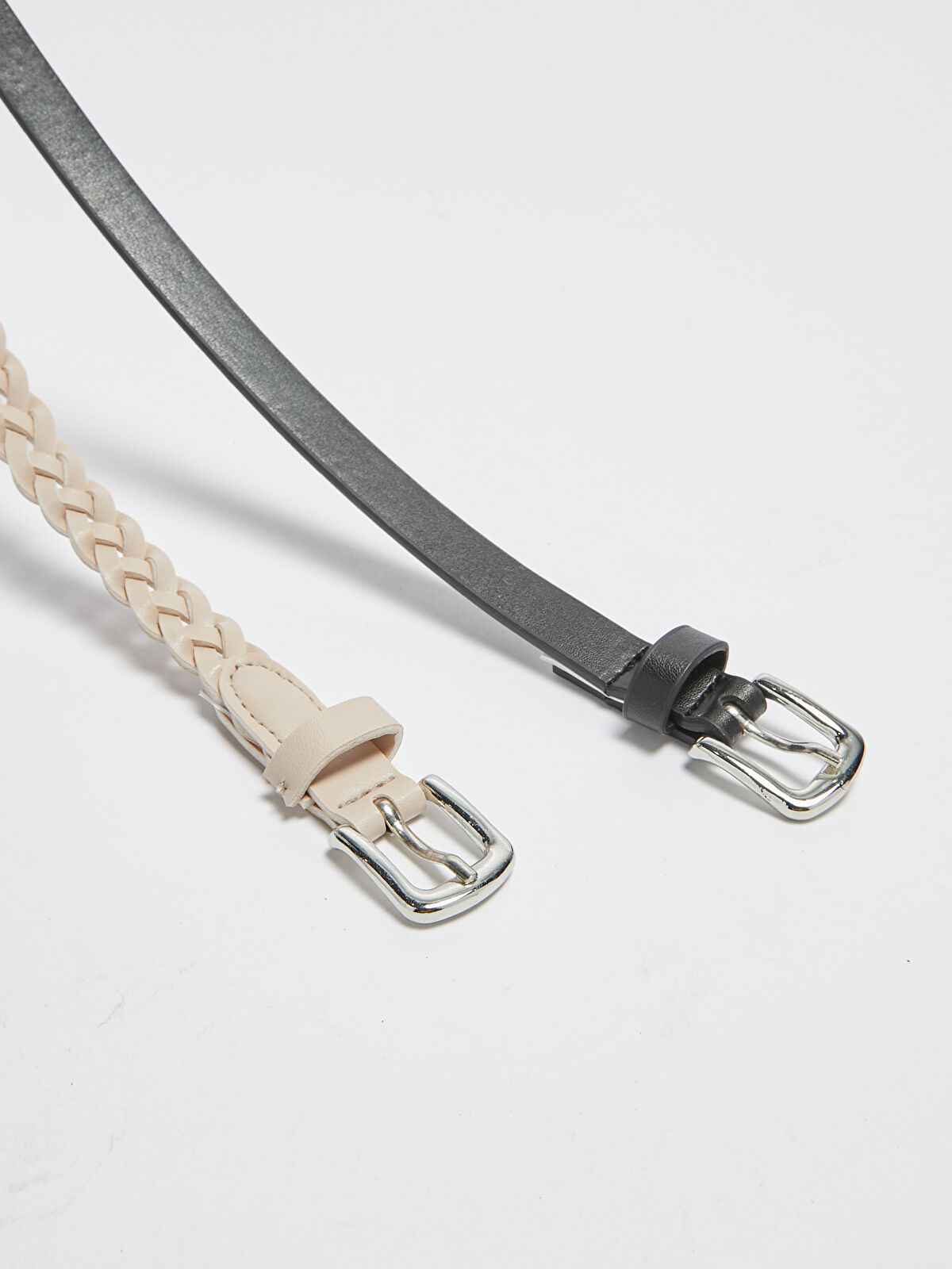 Deri Görünümlü İnce Kadın Kemer 2'li