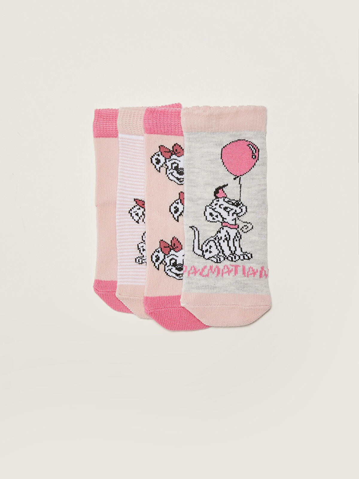 101 Dalmaçya Baskılı Kız Bebek Soket Çorap 4'lü