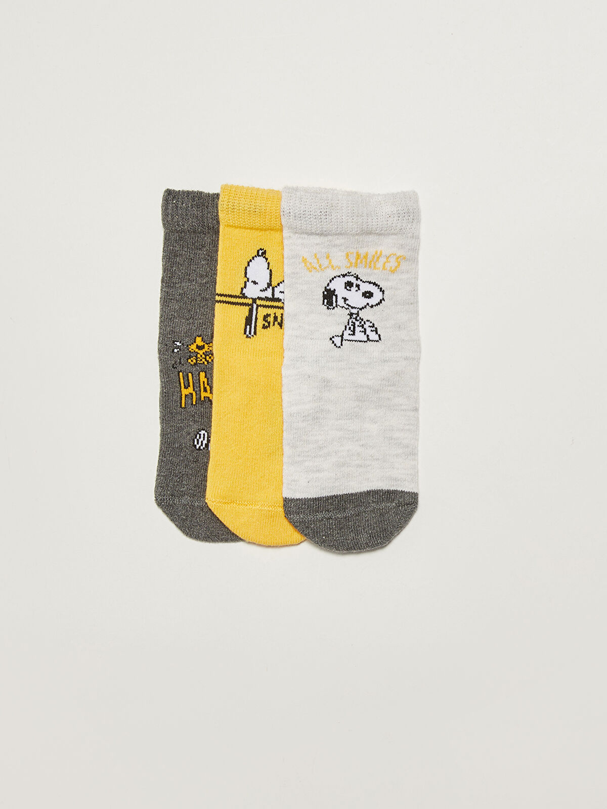 Snoopy Baskılı Erkek Bebek Soket Çorap 3'lü