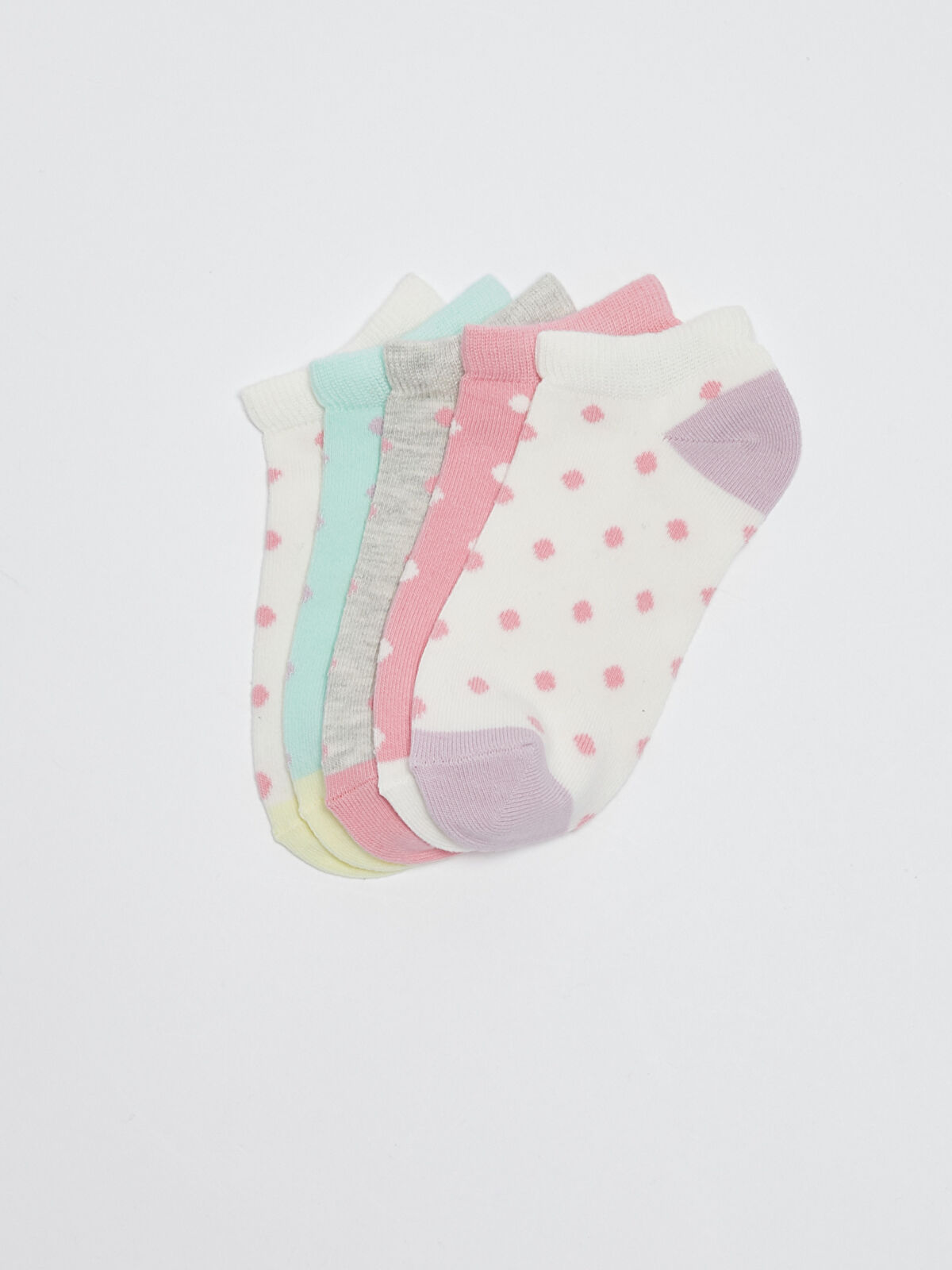 Puantiyeli Kız Çocuk Patik Çorap 5'li