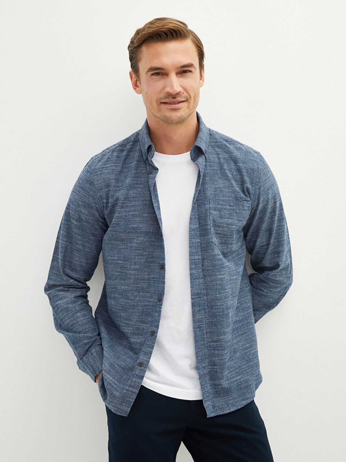 LCW CLASSIC Regular Fit Uzun Kollu Armürlü Erkek Gömlek