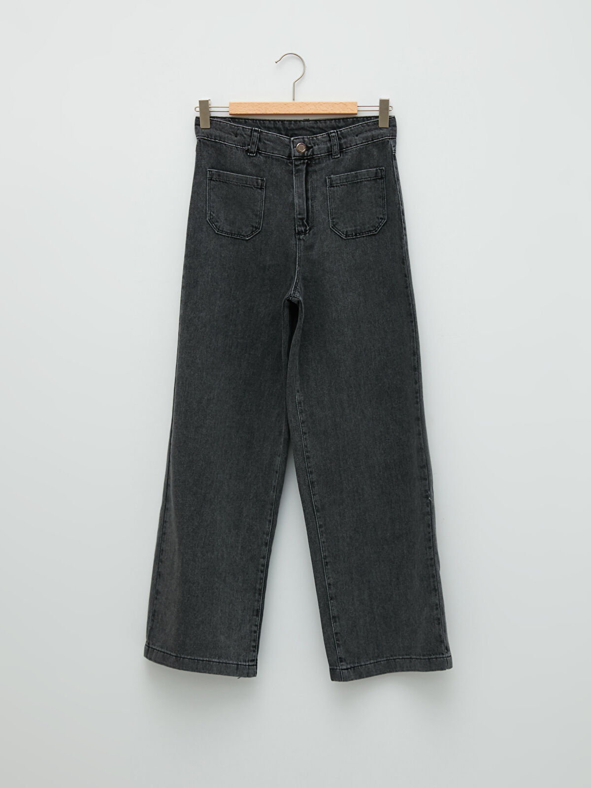 Basic Pamuklu Geniş Paça Kız Çocuk Jean Pantolon Basic Pamuklu Geniş Paça Kız Çocuk Jean Pantolon