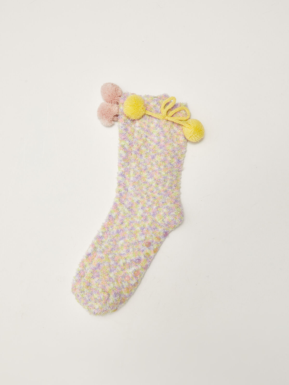 LCW DREAM Desenli Ponpon Detaylı Kaydırmaz Taban Ev Çorabı