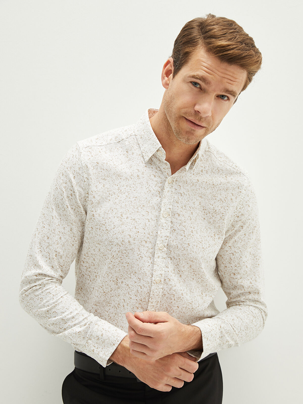 LCW CLASSIC Slim Fit Uzun Kollu Desenli Oxford Erkek Gömlek