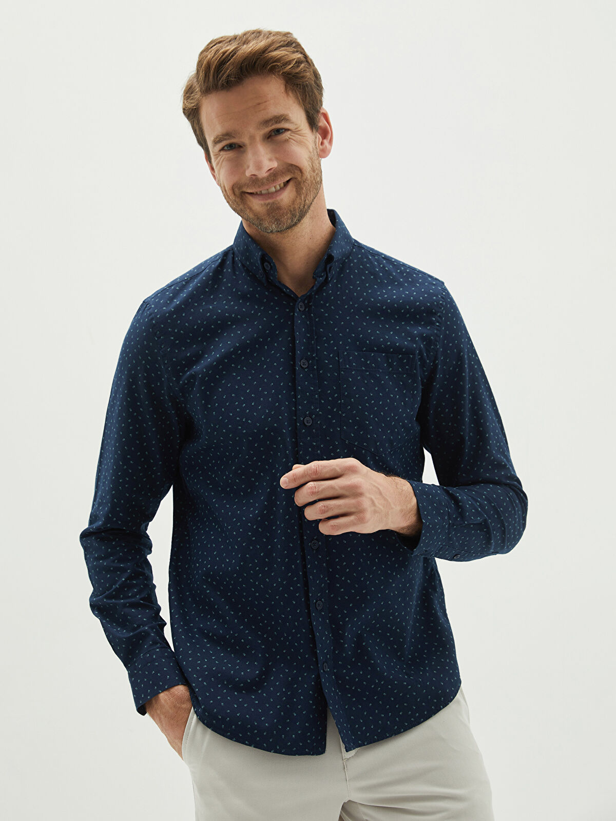 LCW CLASSIC Regular Fit Uzun Kollu Oxford Desenli Erkek Gömlek