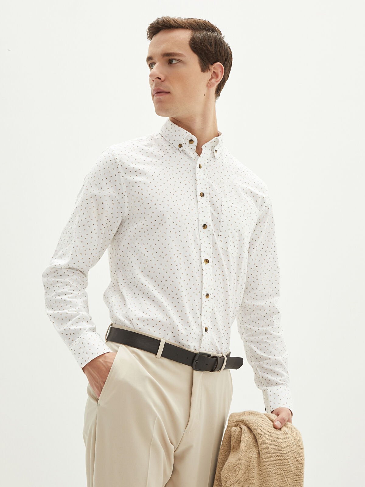 LCW CLASSIC Regular Fit Uzun Kollu Oxford Desenli Erkek Gömlek