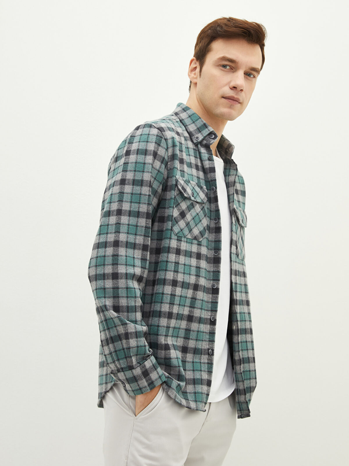 LCW CLASSIC Regular Fit Uzun Kollu Ekose Erkek Oduncu Gömlek Ceket