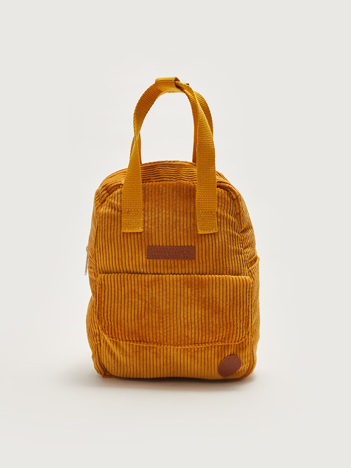 Erkek Çocuk Etiket Baskılı Fitilli Kadife Sırt Çantası