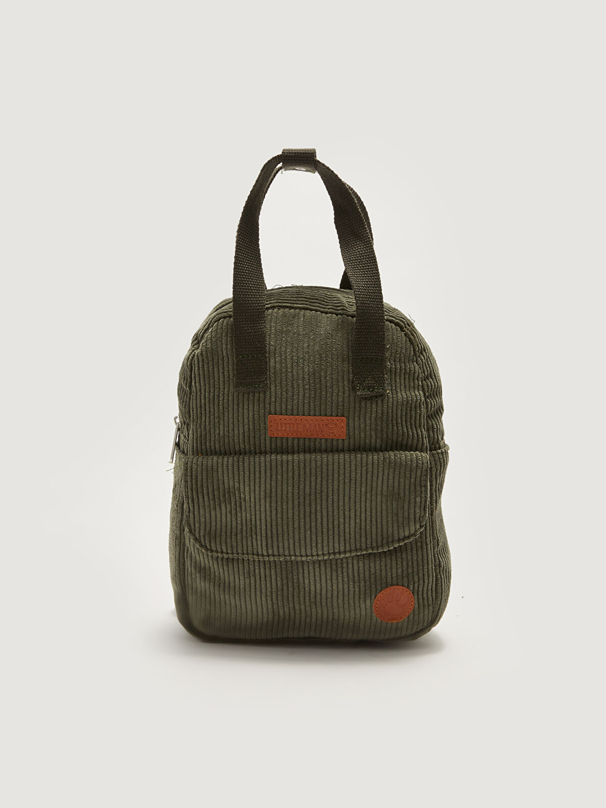 Erkek Çocuk Etiket Baskılı Fitilli Kadife Sırt Çantası