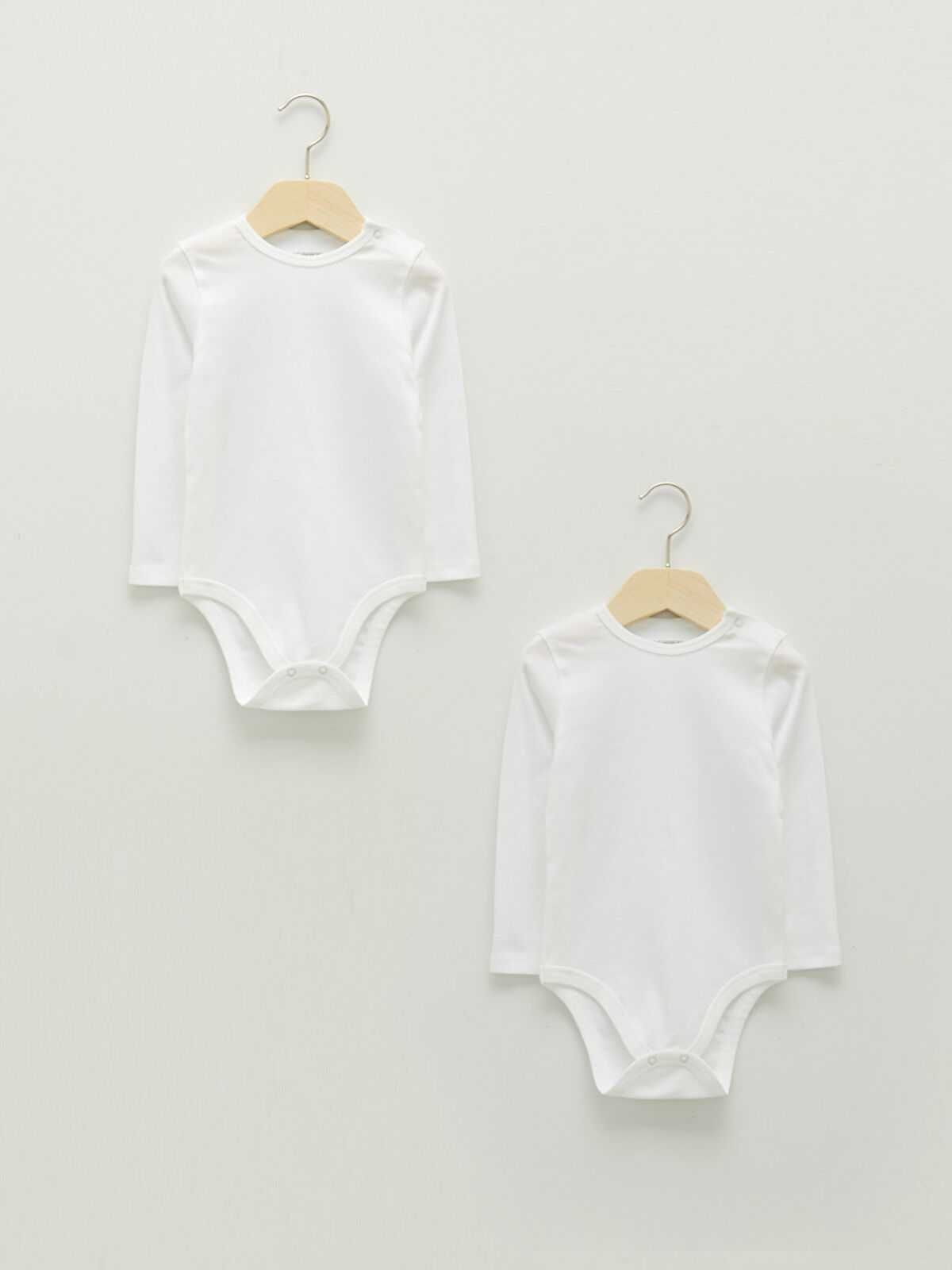 Bisiklet Yaka Uzun Kollu Basic Unisex Bebek Çıtçıtlı Body 2'li