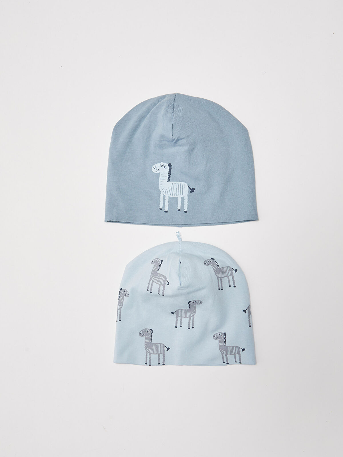 Baskılı Pamuklu Erkek Bebek Bere 2'li