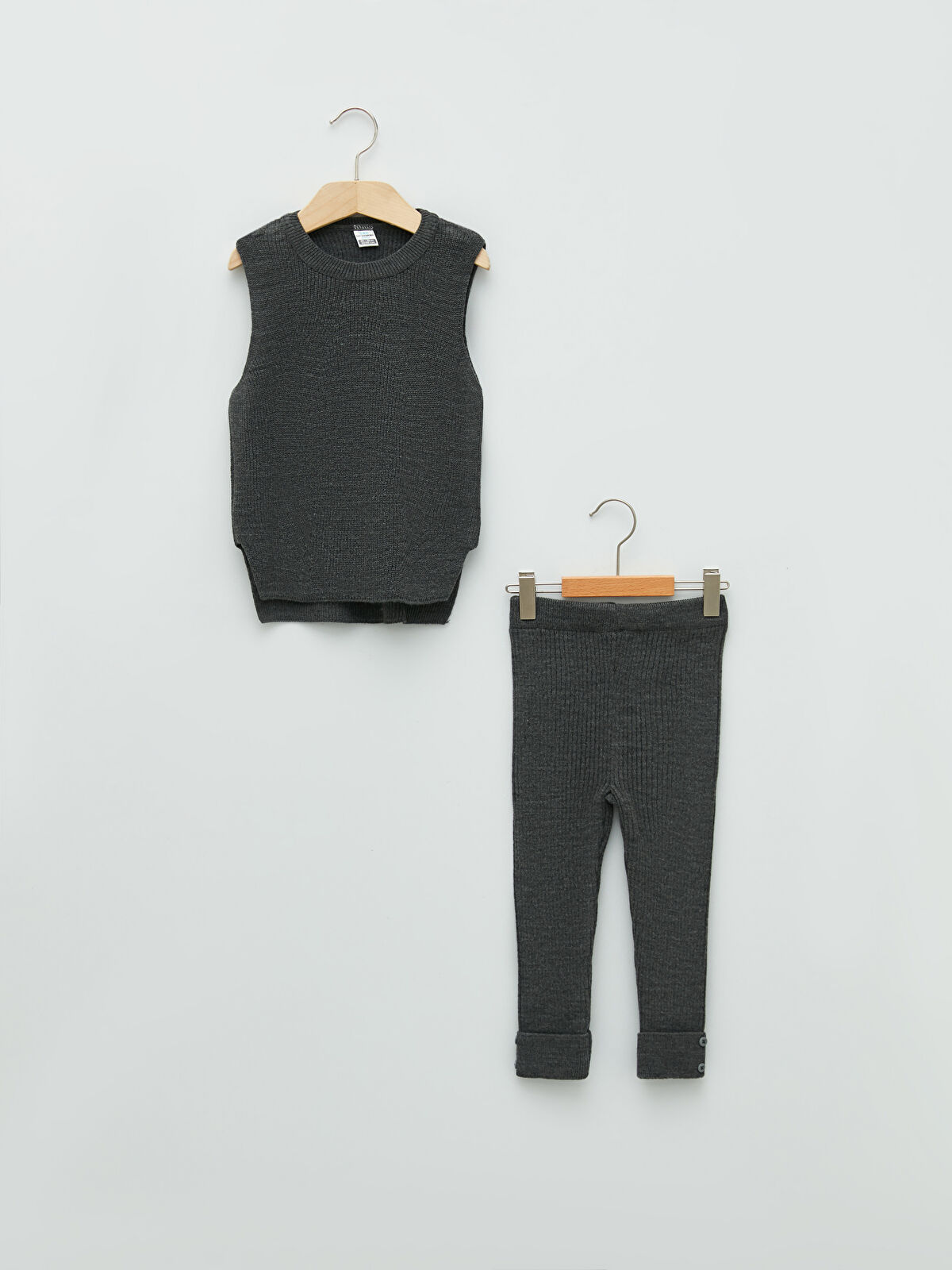 Bisiklet Yaka Basic Erkek Bebek Triko Süveter ve Tayt 2'li Takım