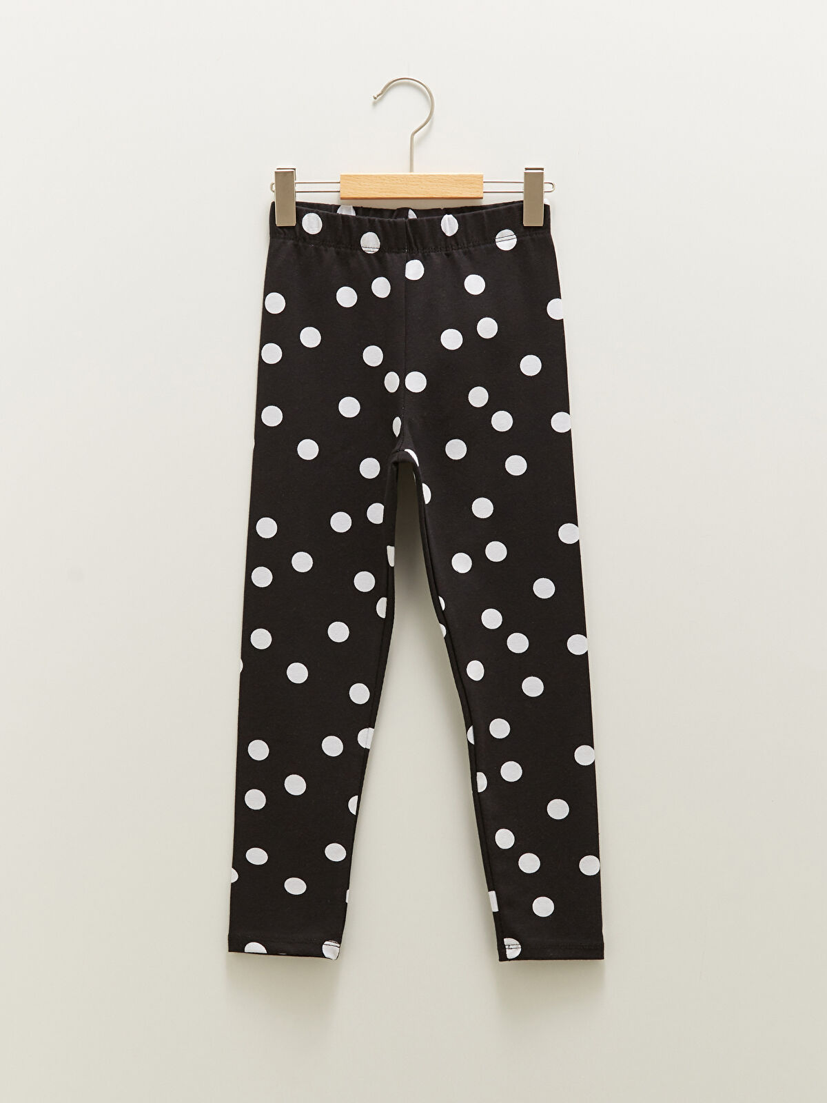 Beli Lastikli Puantiyeli Pamuklu Kız Çocuk Uzun Tayt