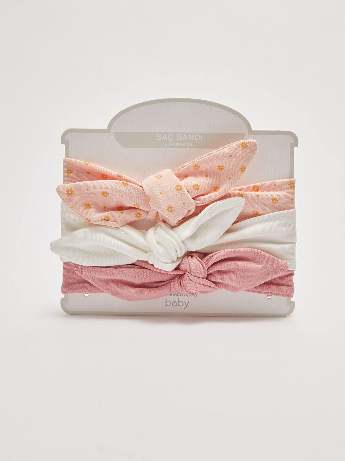 Fiyonk Detaylı Pamuklu Kız Bebek Saç Bandı 3'lü