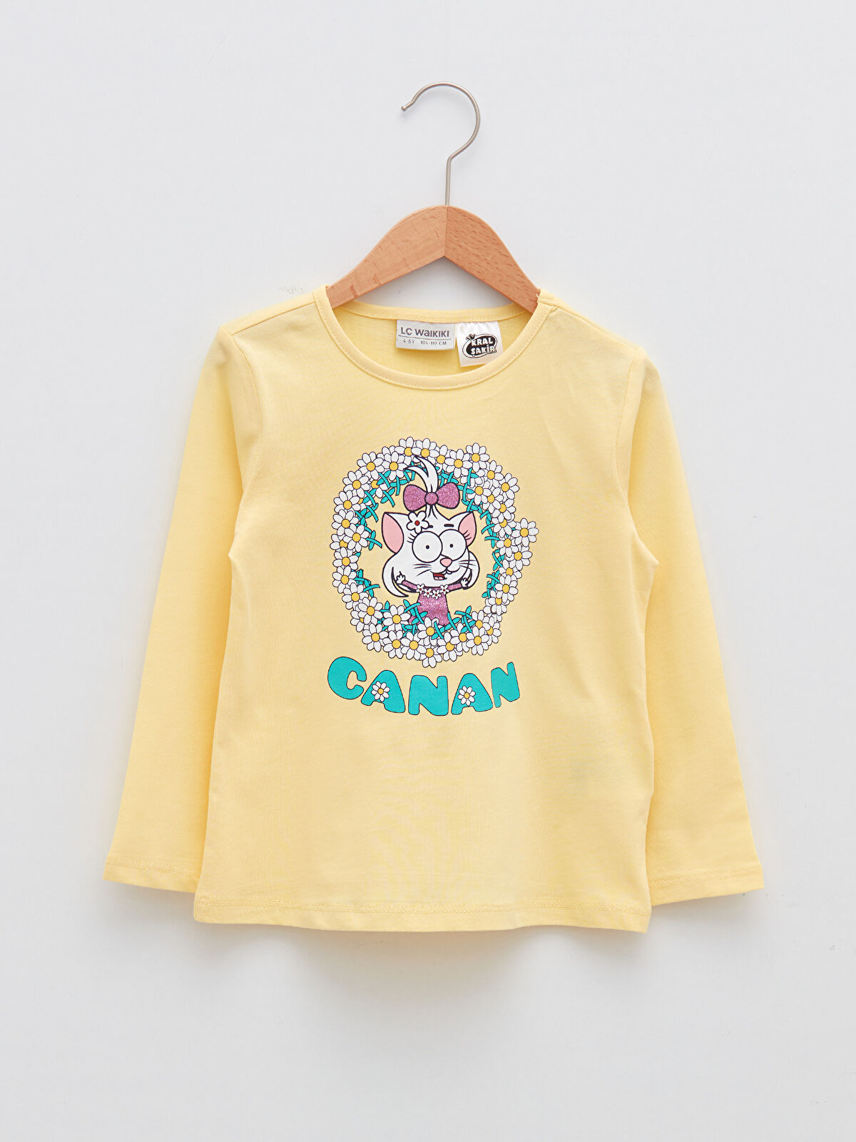 Bisiklet Yaka Kahraman Canan Baskılı Uzun Kollu Kız Çocuk Tişört