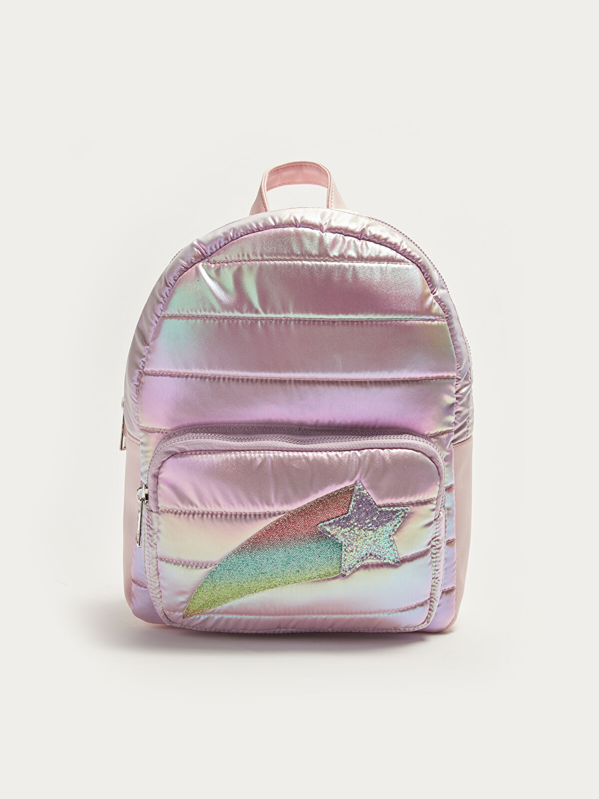 Kız Çocuk Yıldız Baskılı Parlak Görünümlü Sırt Çantası