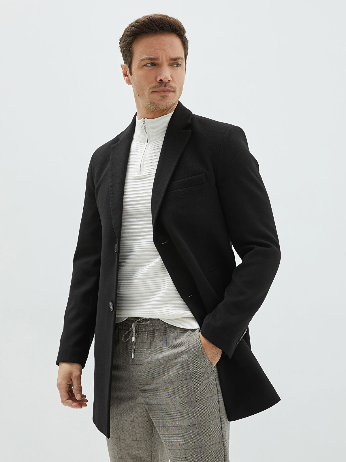 LCW VISION Slim Fit Ceket Yaka Kalın Erkek Kaşe Kaban LCW VISION Slim Fit Ceket Yaka Kalın Erkek Kaşe Kaban