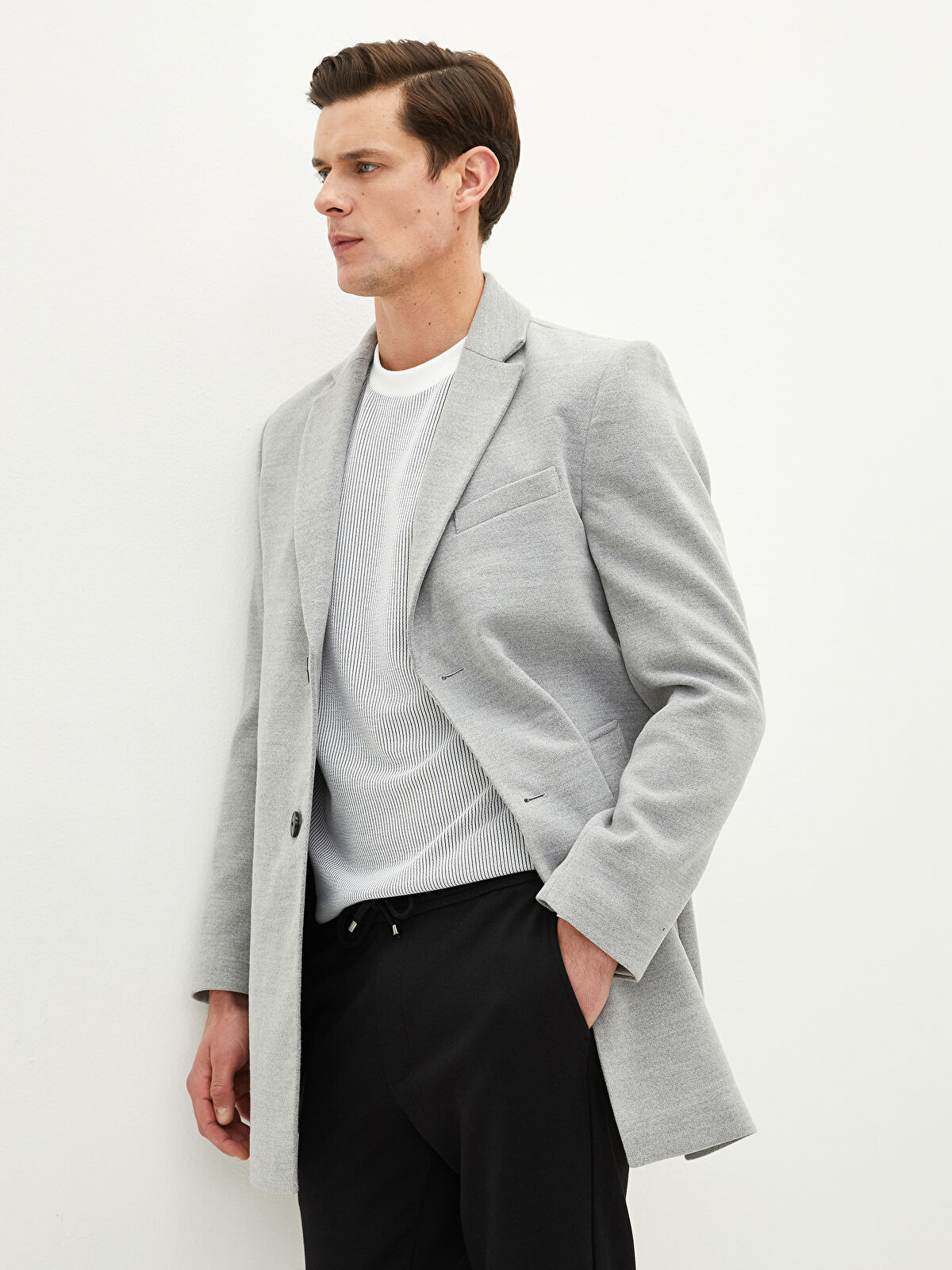 LCW VISION Slim Fit Ceket Yaka Kalın Erkek Kaşe Kaban LCW VISION Slim Fit Ceket Yaka Kalın Erkek Kaşe Kaban