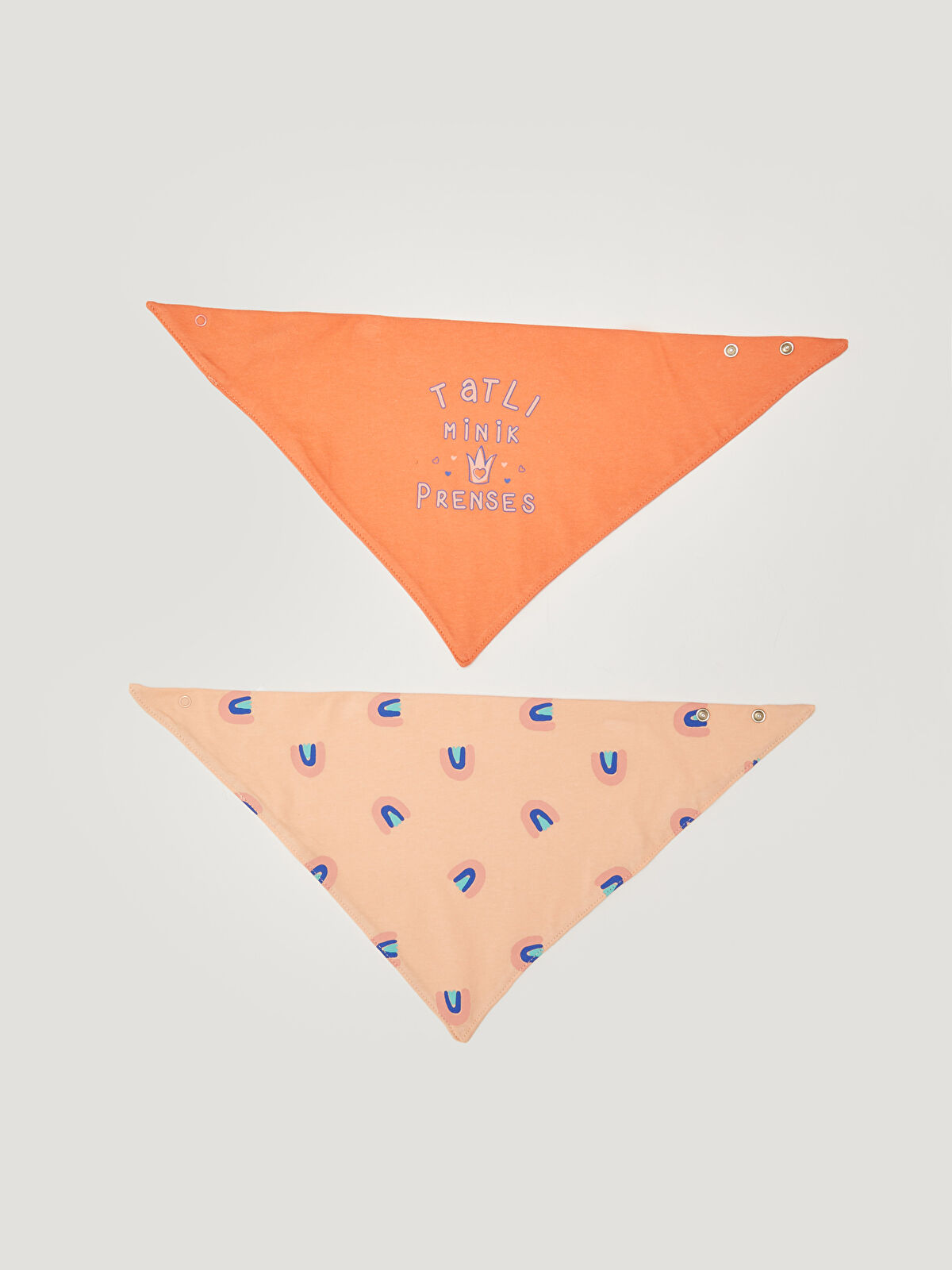 Baskılı Pamuklu Kız Bebek Mama Önlüğü 2'li