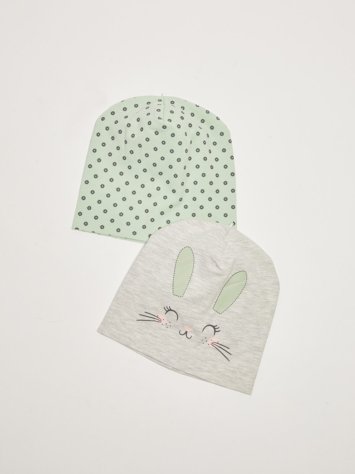 Baskılı Kız Bebek Bere 2'li