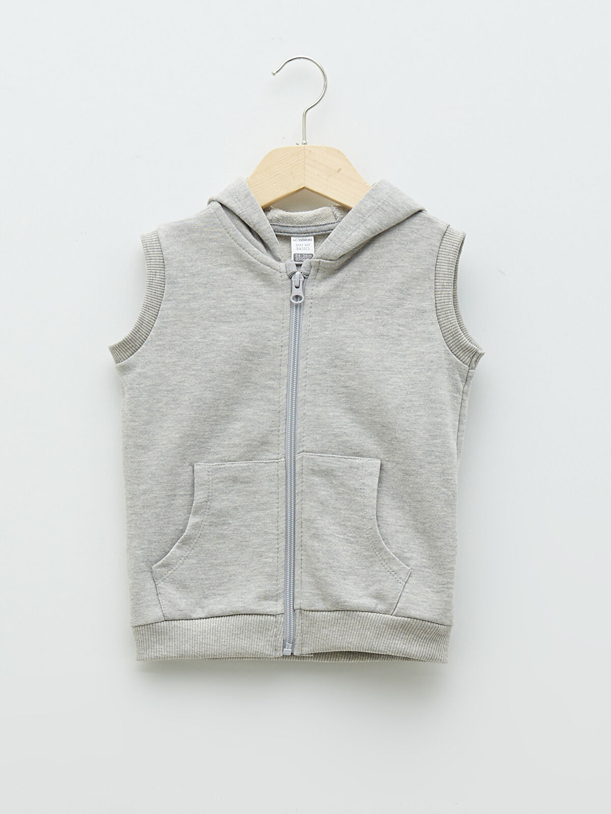 Kapüşonlu Basic Erkek Bebek Fermuarlı Yelek