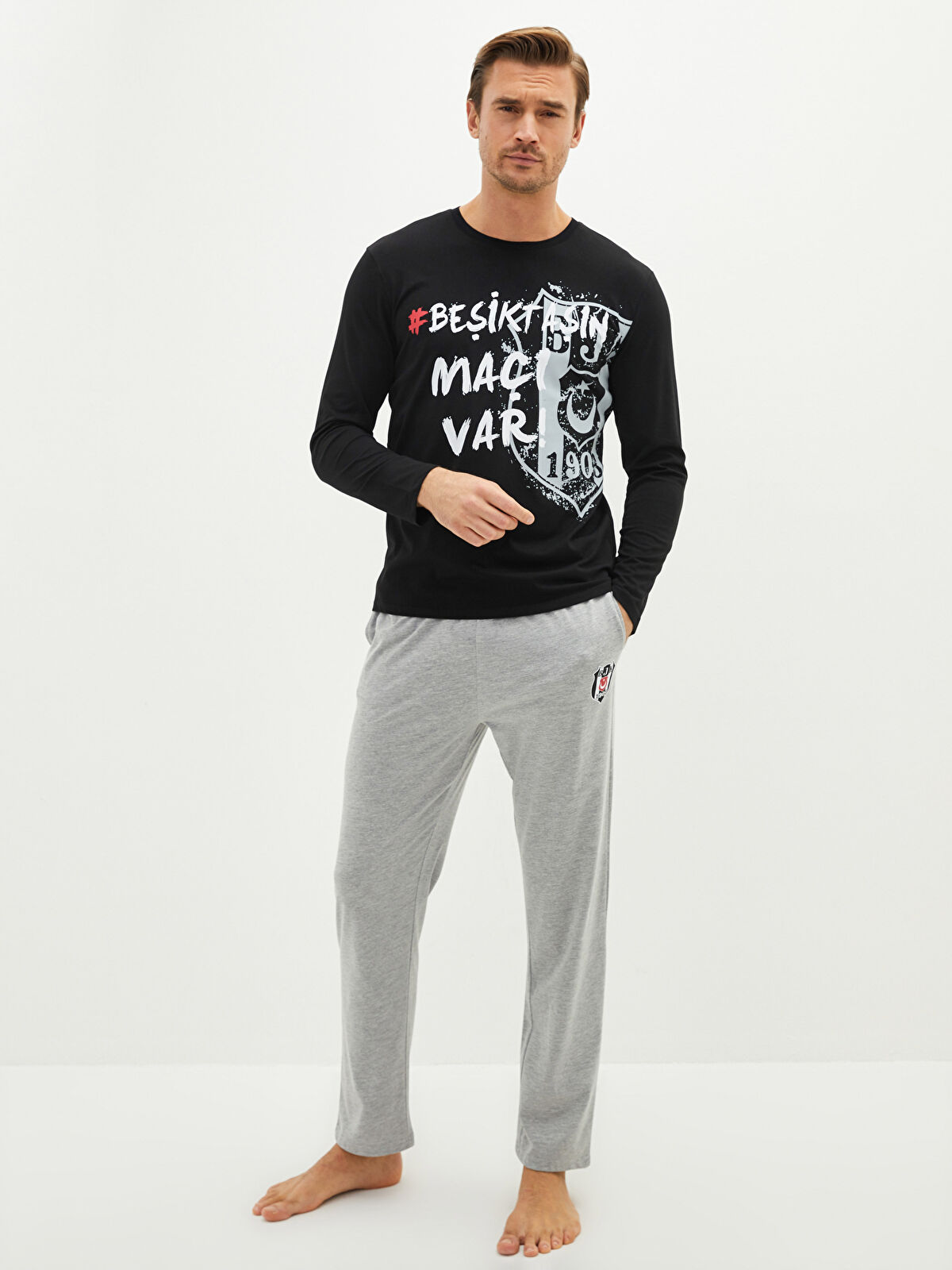 LCW DREAM Standart Kalıp Beşiktaş Baskılı Erkek Taraftar Pijama Takımı